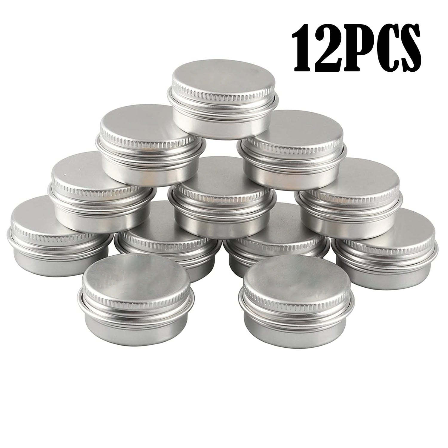 12 Pcs 10ml 10g Empty Round Silver Aluminum Tin Jars with Screw Lids ...