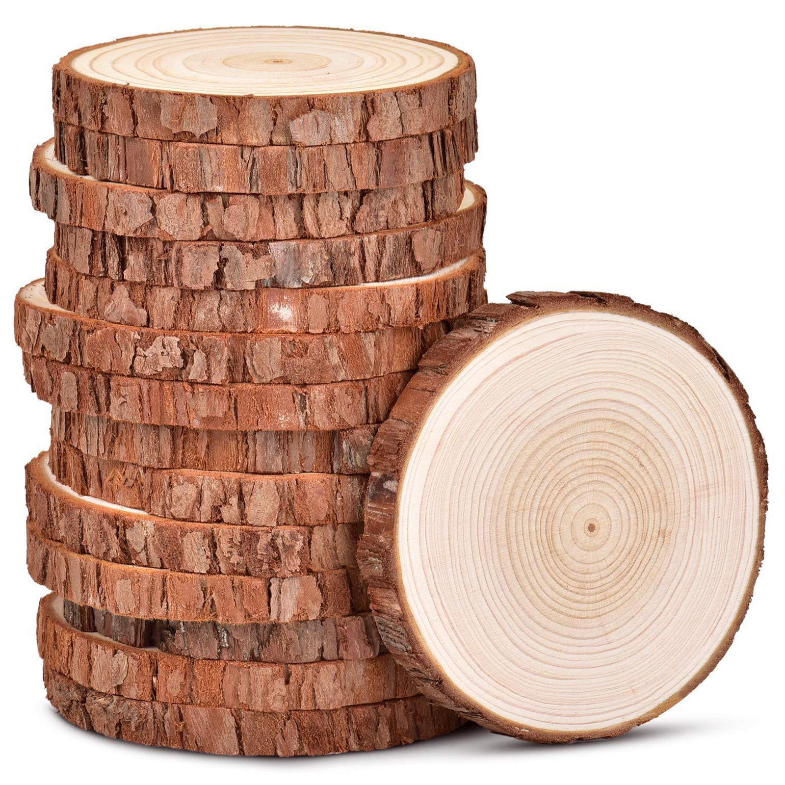 12 Pcs-10mm Thick Unfinished Natural Wood Slices, 8-9cm Diameter ...