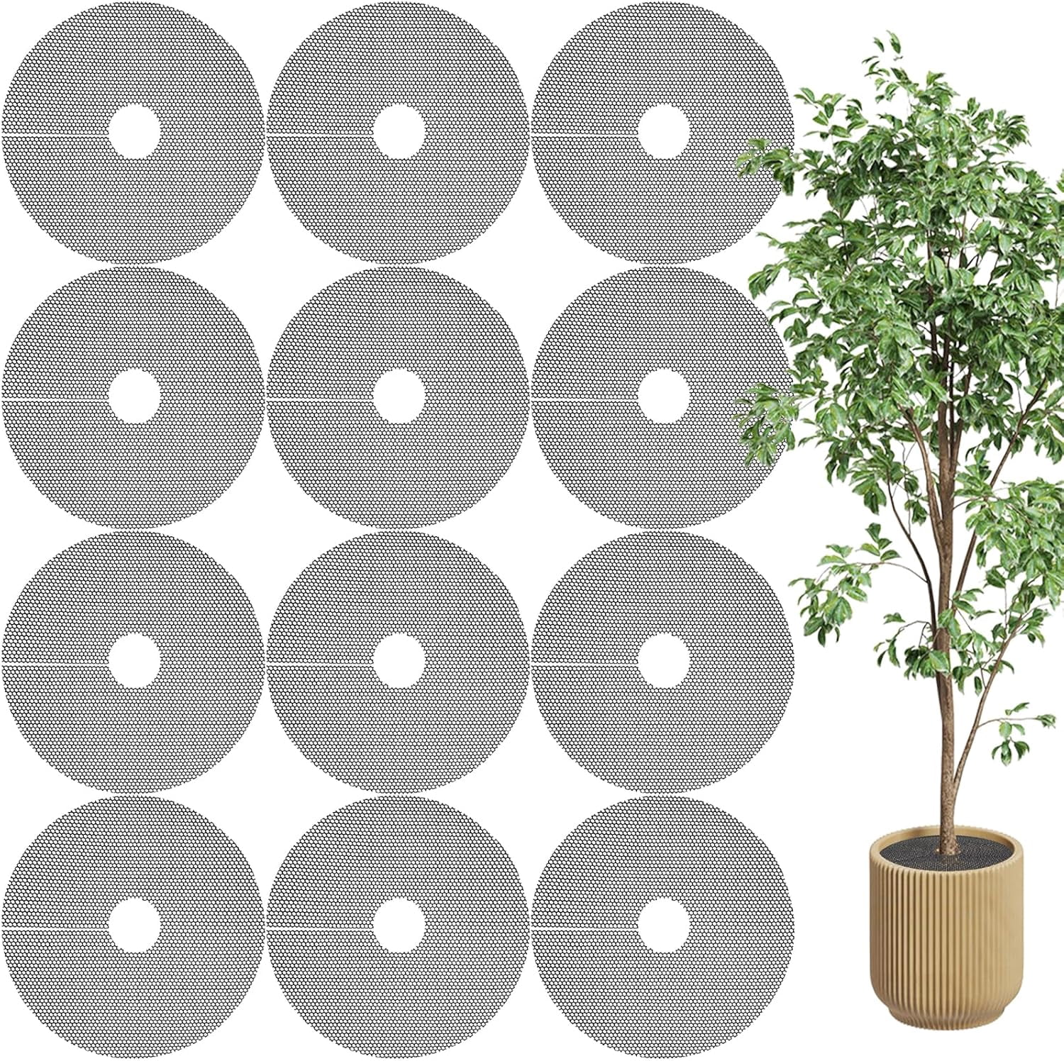 12 Pcs 11.8 Inch Plant Pot Grids, Cuttable Plant Pot Soil Covers ...