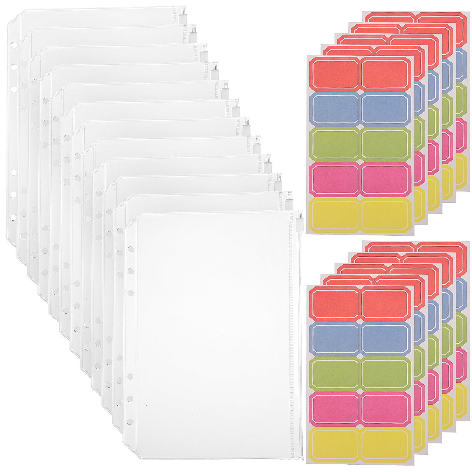 12 Pcs 12 A5 Document Pockets + 10 Sticky Notes Binder Pocket Set A5 ...