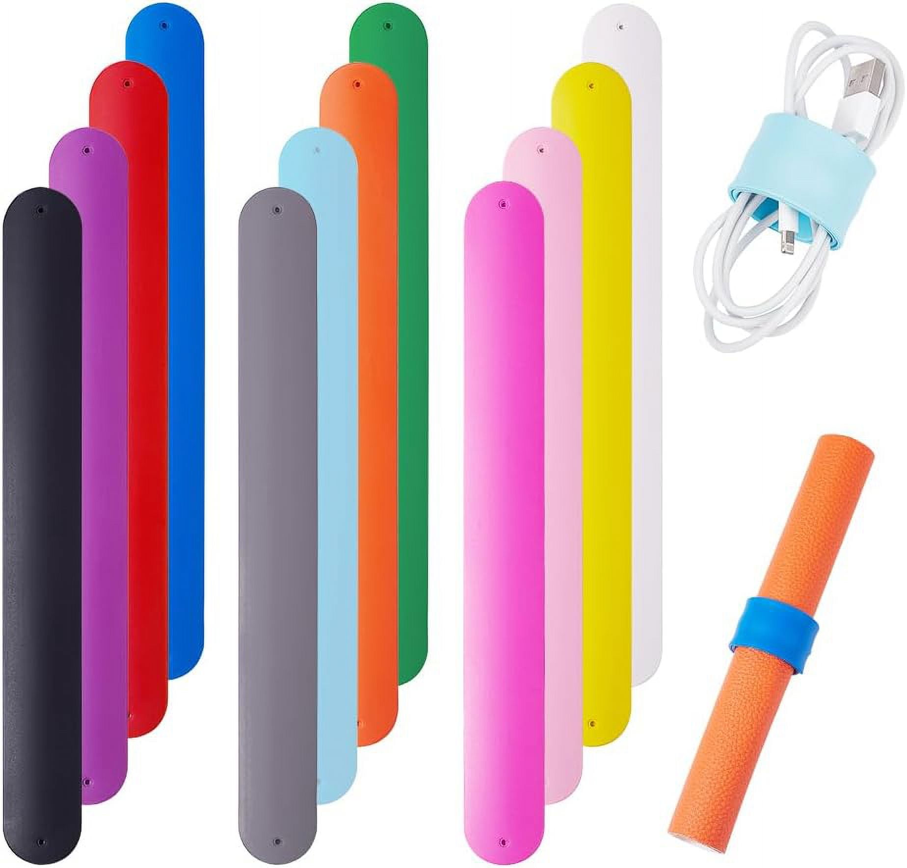 12 Pcs 12 Colors Silicone Slap Bracelets Set 8-1/2 in Length Silicone ...