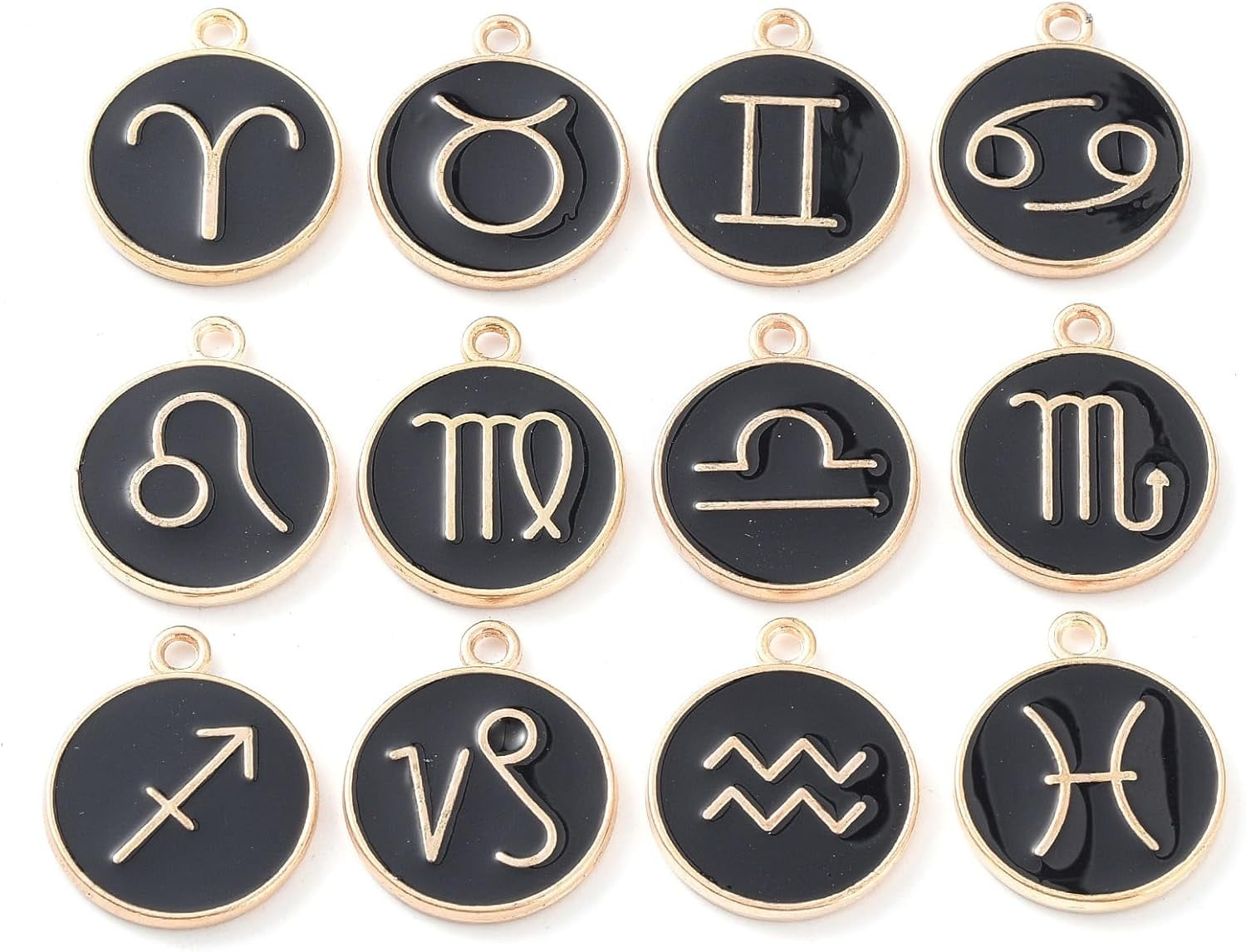 12 Pcs 12 Constellations Alloy Enamel Pendants 22x18x2mm Zodiac Sign ...