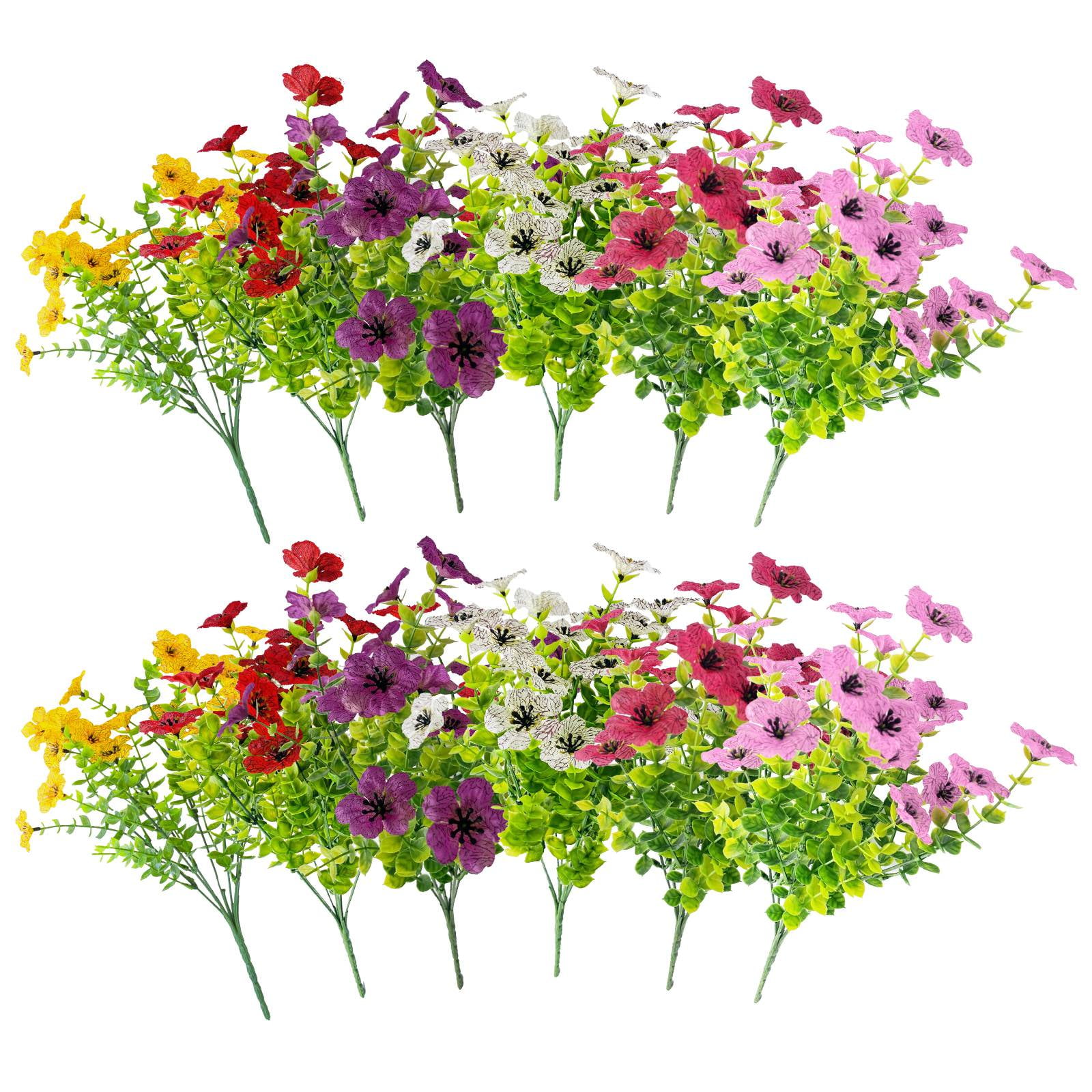 12 Pcs 13.3inch Desktop Artificial Flower, Faux Fake Plastic Floral ...