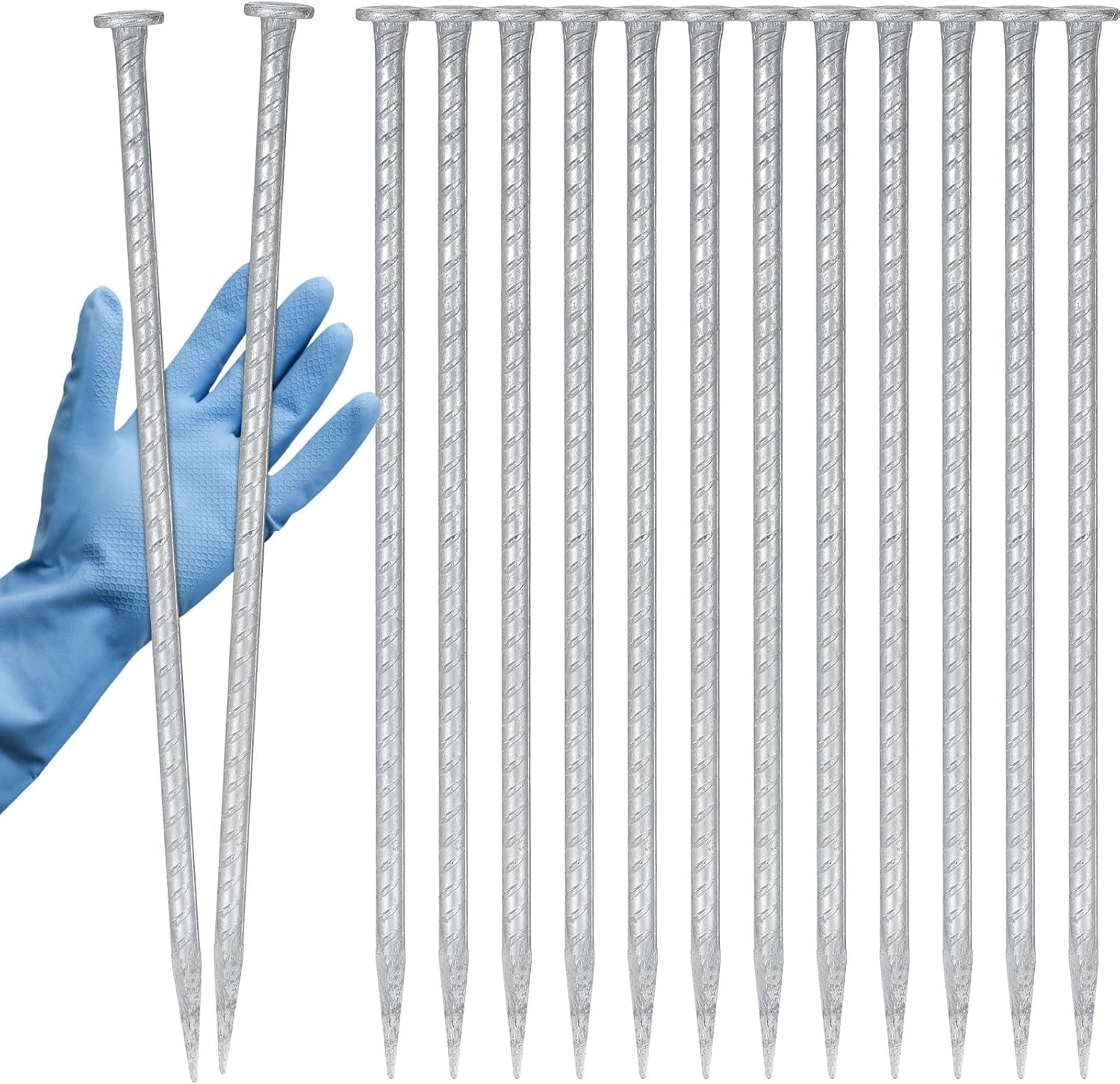 12 Pcs 14 Inch Rebar Stakes, 1/2 Inch Diameter Threaded Galvanized ...