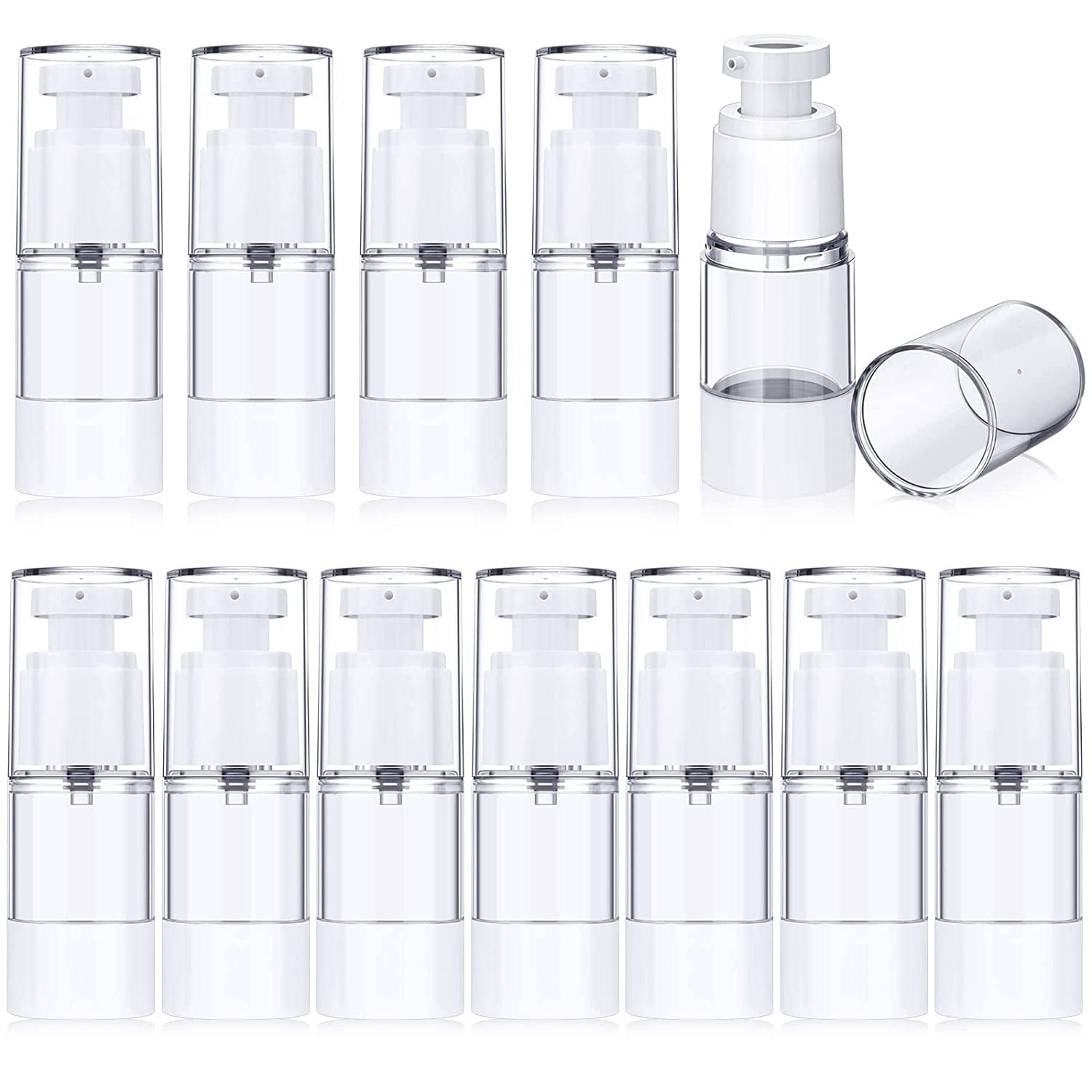 12 Pcs 15 ml Airless Pump Bottles 0.5 oz Travel Pump Bottle Dispenser ...