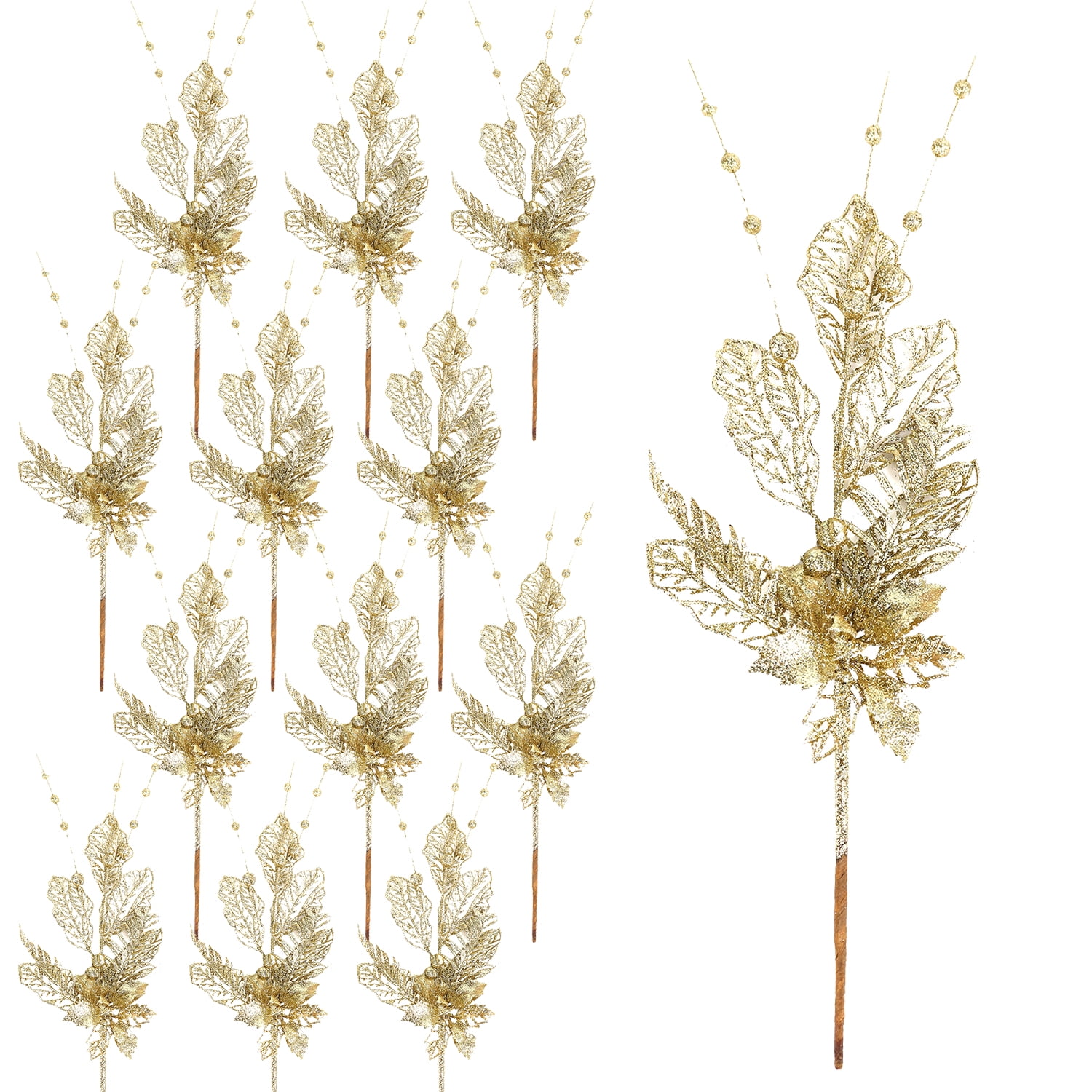 12 Pcs 16.2 Inch Artificial Christmas Picks for Christmas Tree Glitters ...