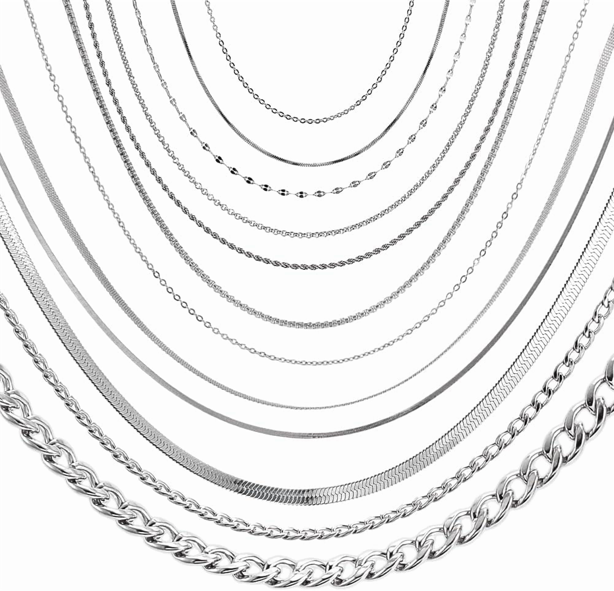 12 Pcs 17.7-23.8 Inch 201/304/316 Stainless Steel Chain Necklace 12 ...
