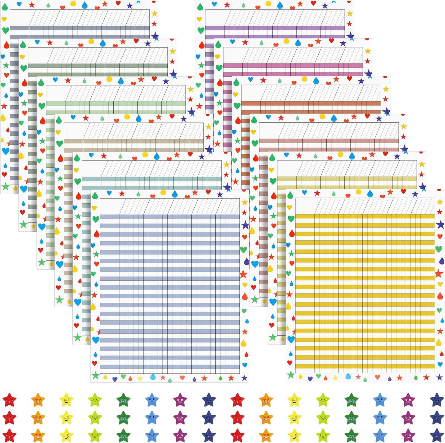 12 Pcs 17"x 22" Incentive Chart Reward Chores Chart Multicolor ...