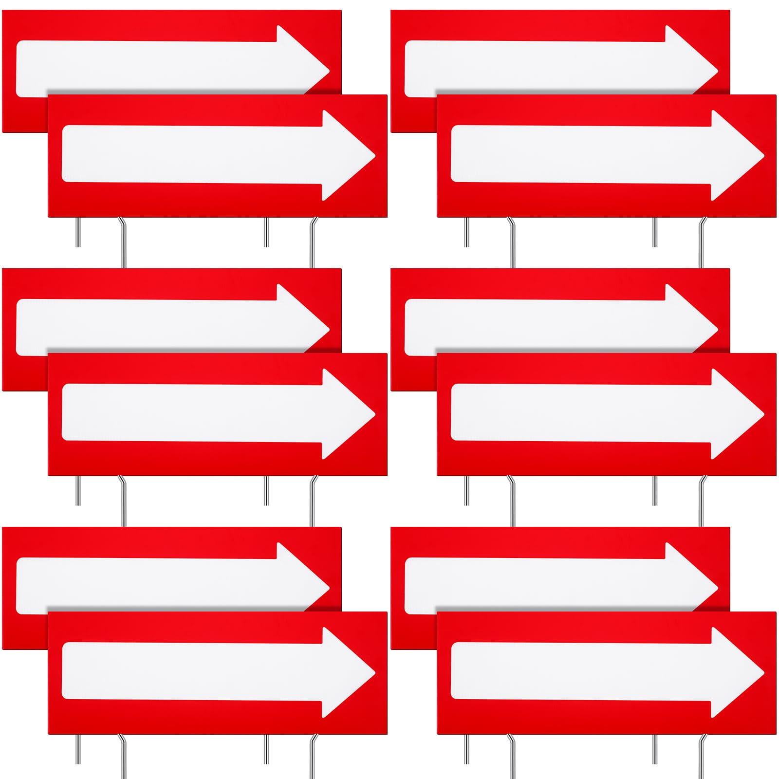 12 Pcs 17 x SSF20 6 Inch Arrow Yard Sign Red Corrugated Plastic This ...