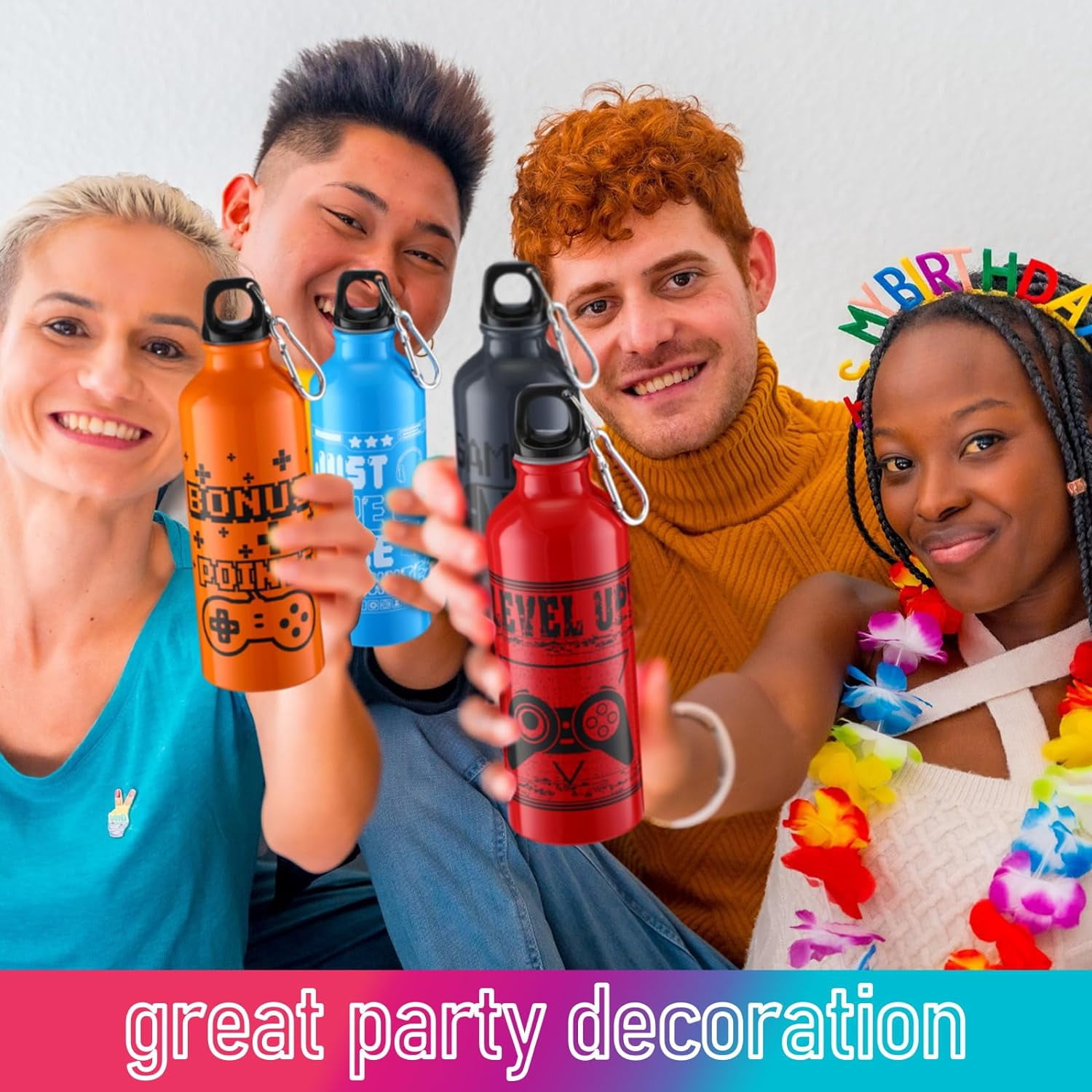 12 Pcs 17oz Gaming Water Bottle Sports Insulated with Hook Clip Funny ...