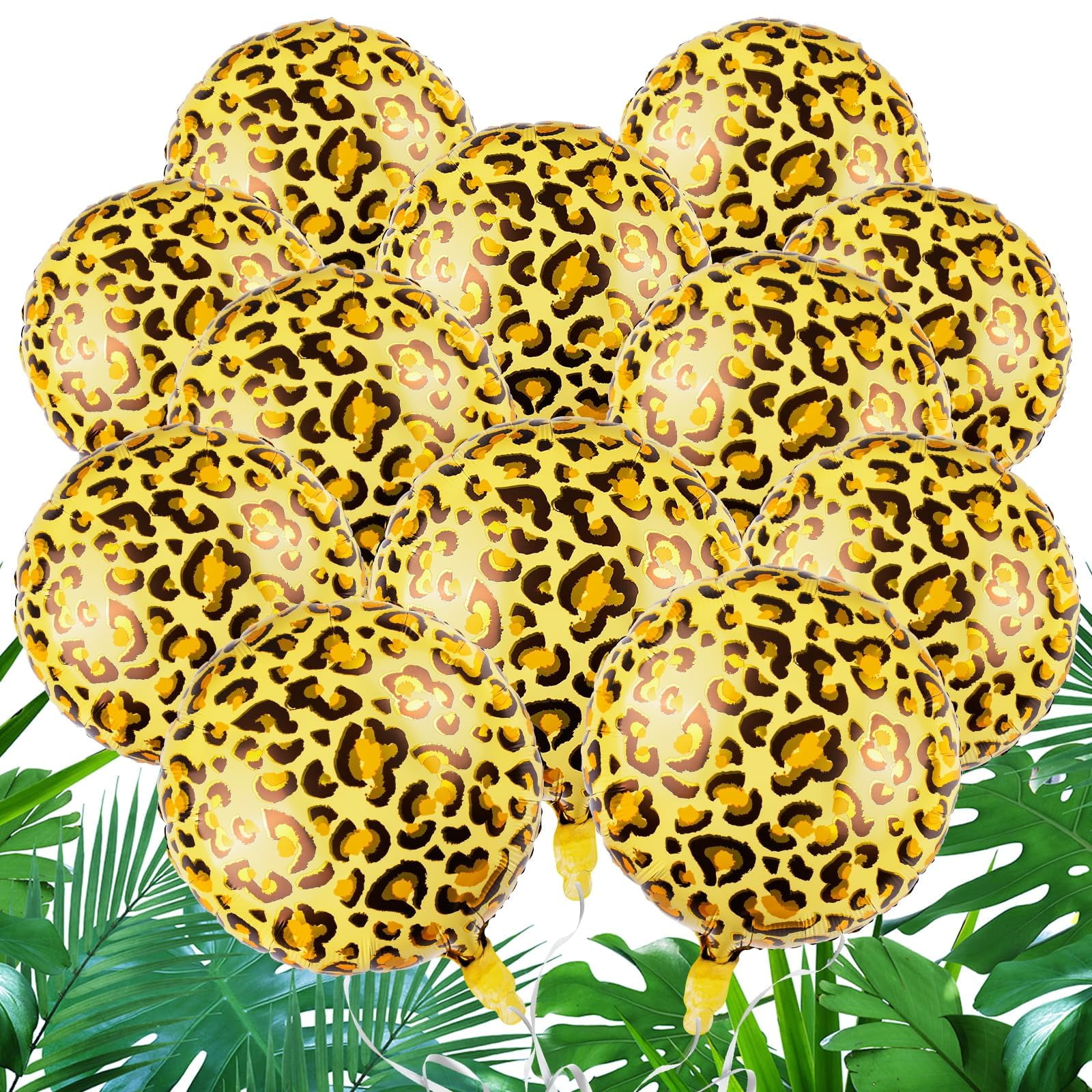 12 Pcs 18 FEV6 inch Leopard Print Aluminum Foil Balloons Animal ...