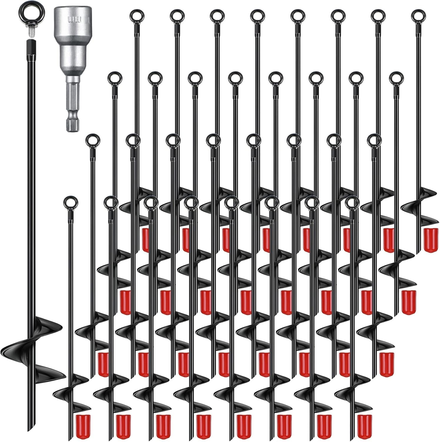 12 Pcs 18 Inch Ground Anchor Spiral Blade Heavy Duty Earth Anchors ...