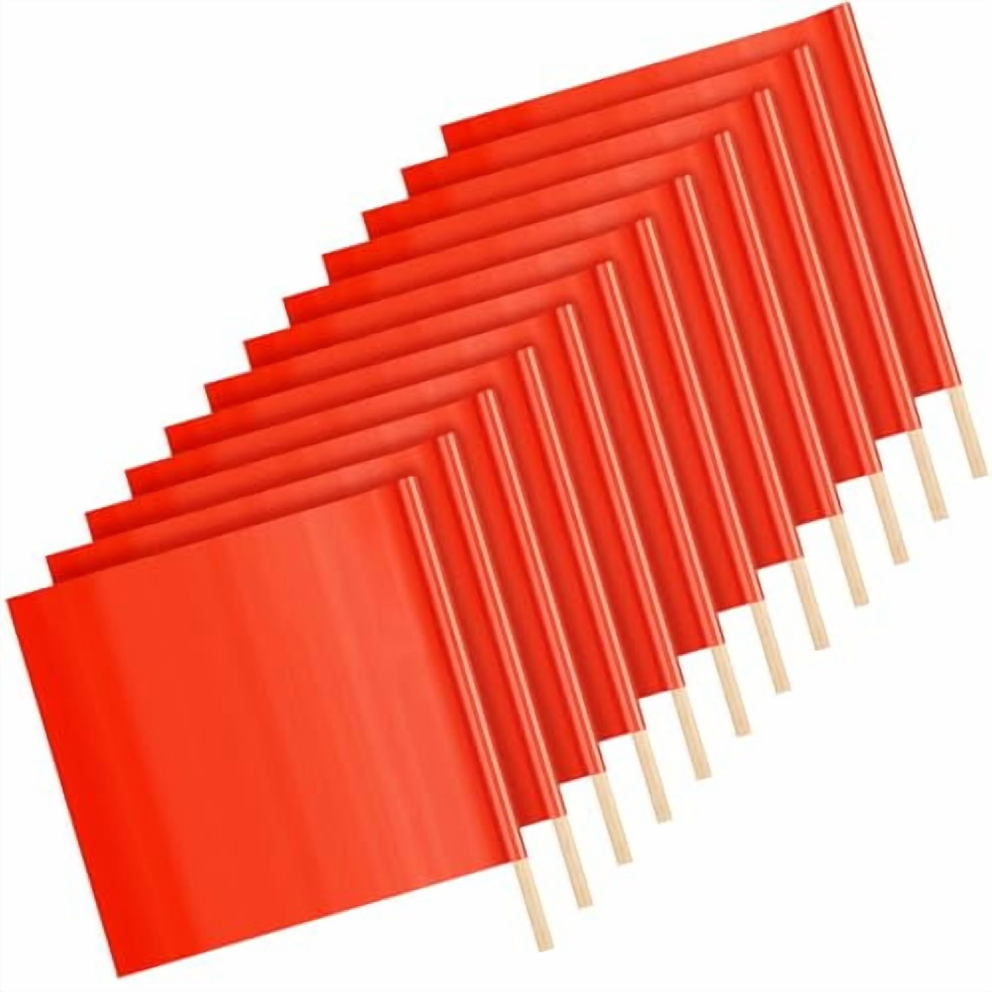 12 Pcs 18" x 18" Orange Safety Flags on a Stick Orange Traffic Warning ...