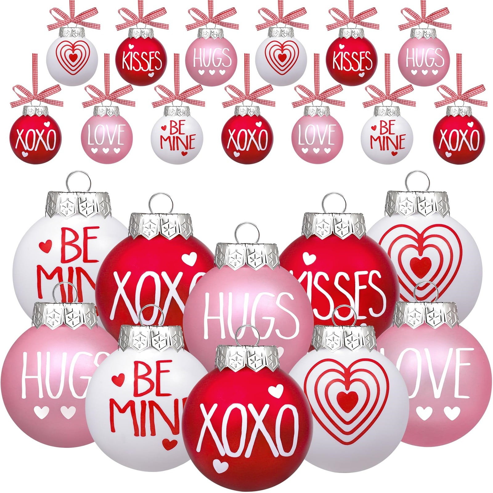 12 Pcs 2.36inch Valentine's Day Ball Ornaments, Red Pink White Heart ...