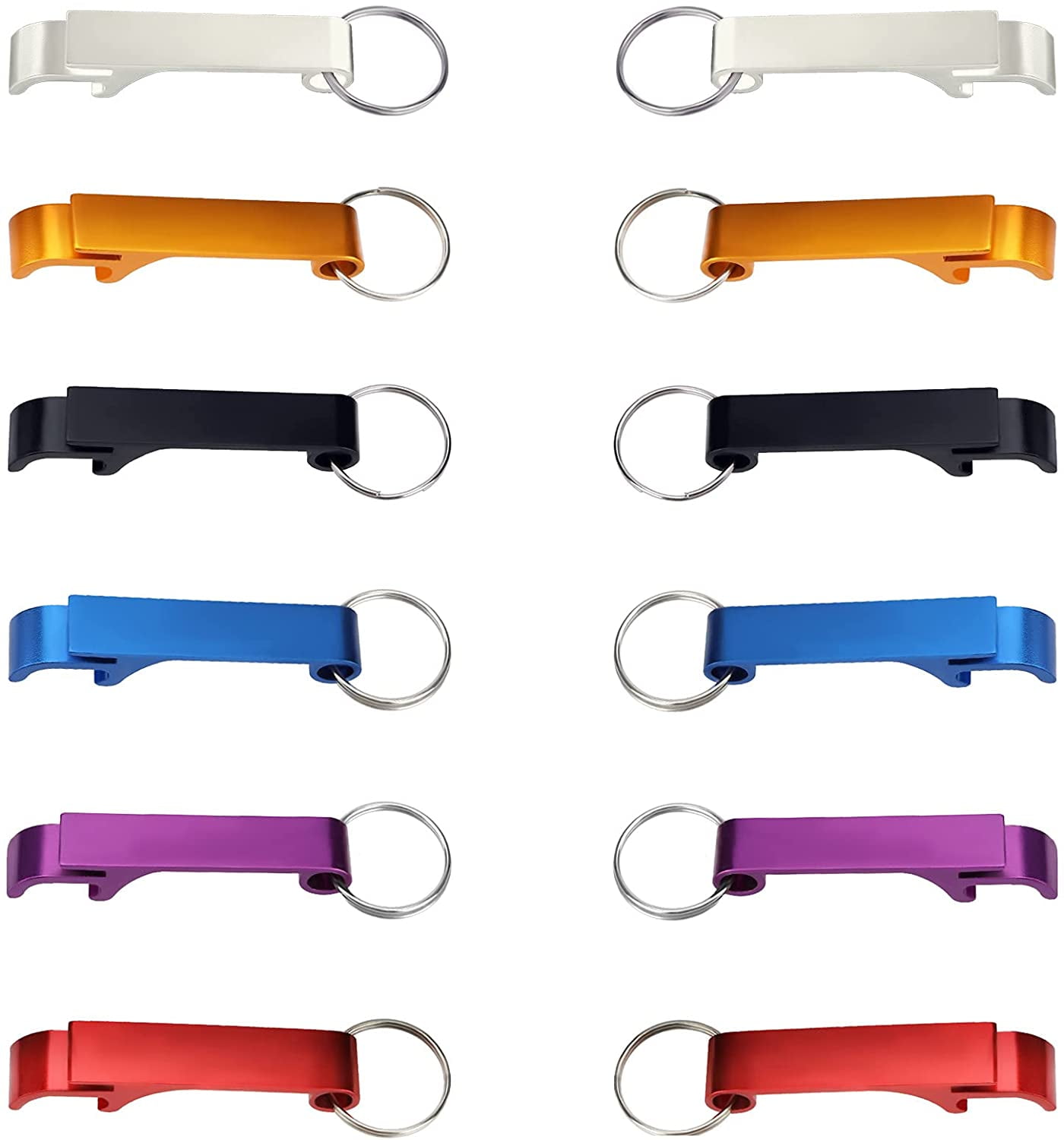 12 Pcs 2.4x0.4x0.5 Inch 6 Colors Keychain Bottle Opener, Metal Beer Can ...