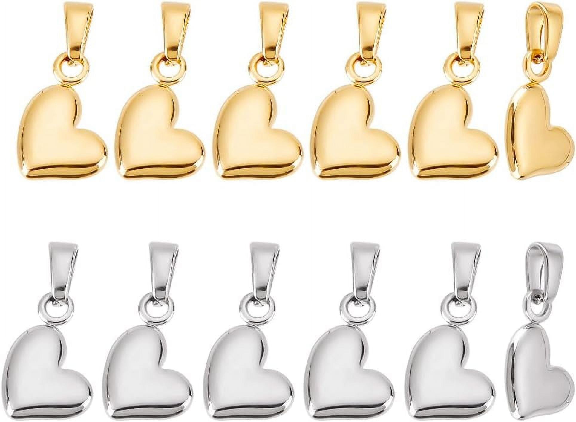 12 Pcs 2 Colors Heart Charms 304 Stainless Steel Love Heart Pendant ...