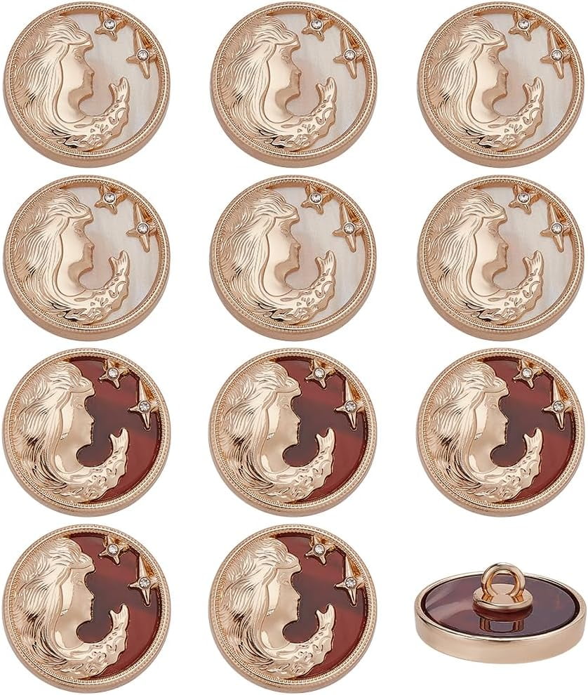 12 Pcs 2 Colors Metal Flat Round Buttons Vintage Human Face Pattern ...