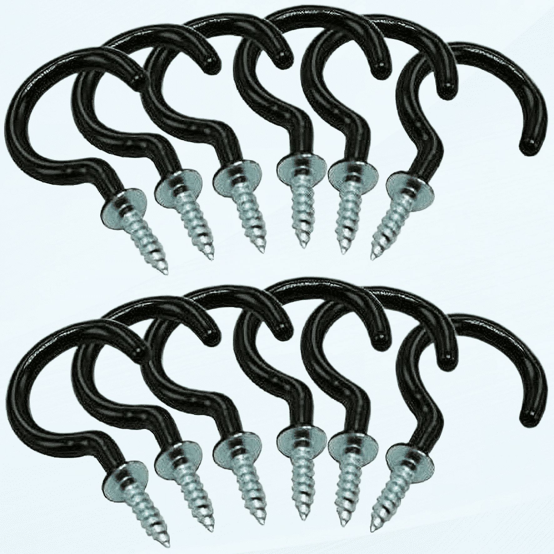 12 Pcs 2 Inch Black Mug Cup Hooks Screw in Hooks Plastic Coated Ceiling ...