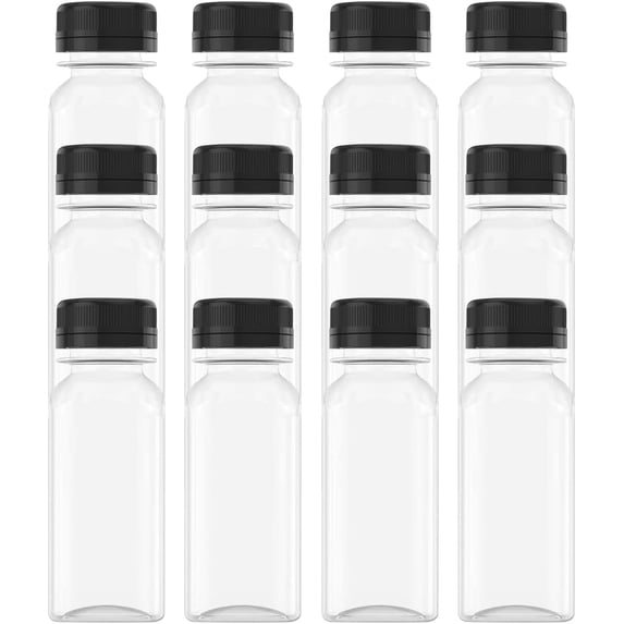 12 Pcs 2 OZ Mini Plastic Juice Bottles, Reusable Bulk Beverage ...
