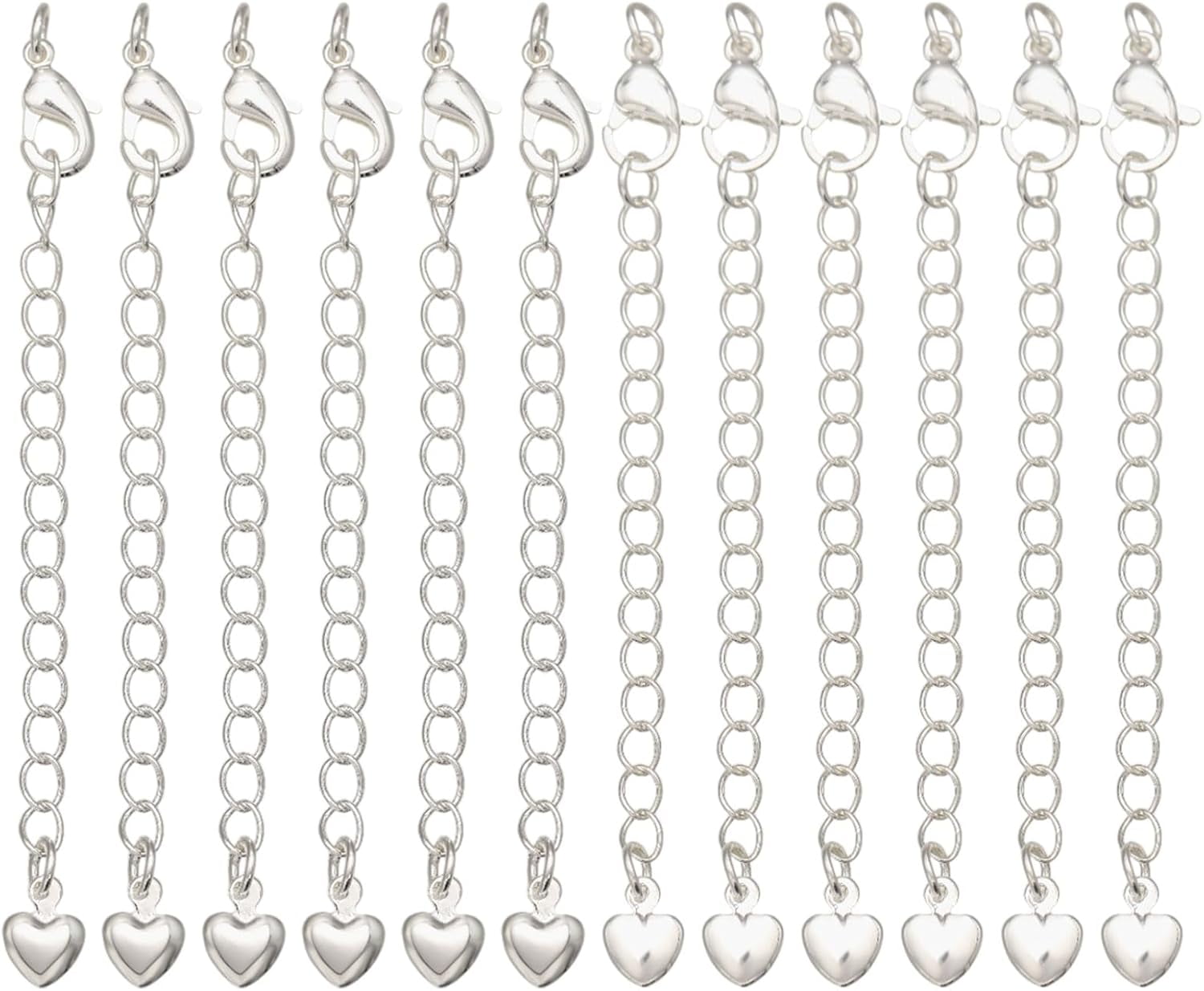 12 Pcs 2 Style Brass Chain Extender Necklace Link Chain Extenders with ...