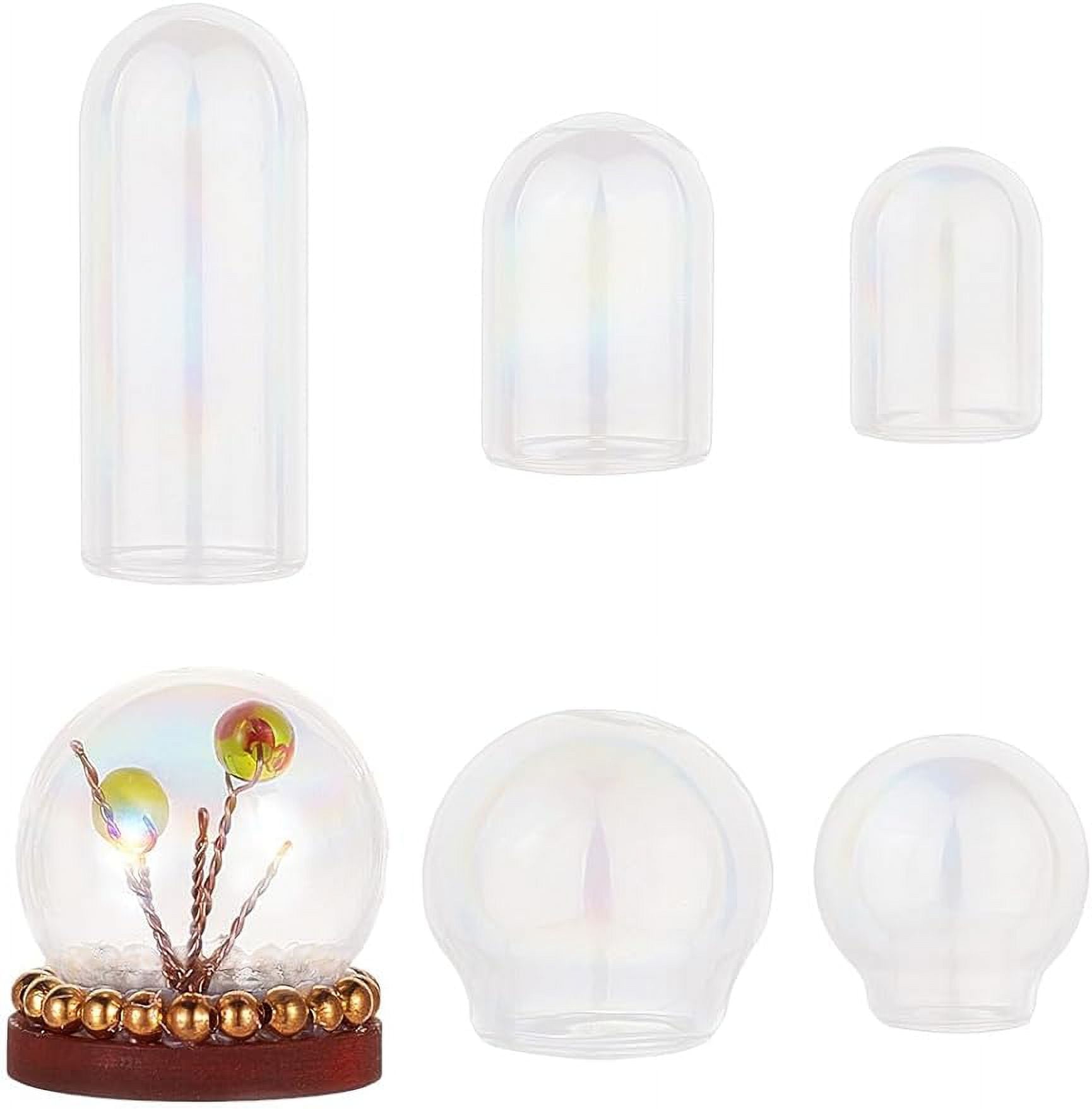 12 Pcs 2 Styles Mini Glass Dome Cloches Round Cloche Bell Jar Terrarium ...
