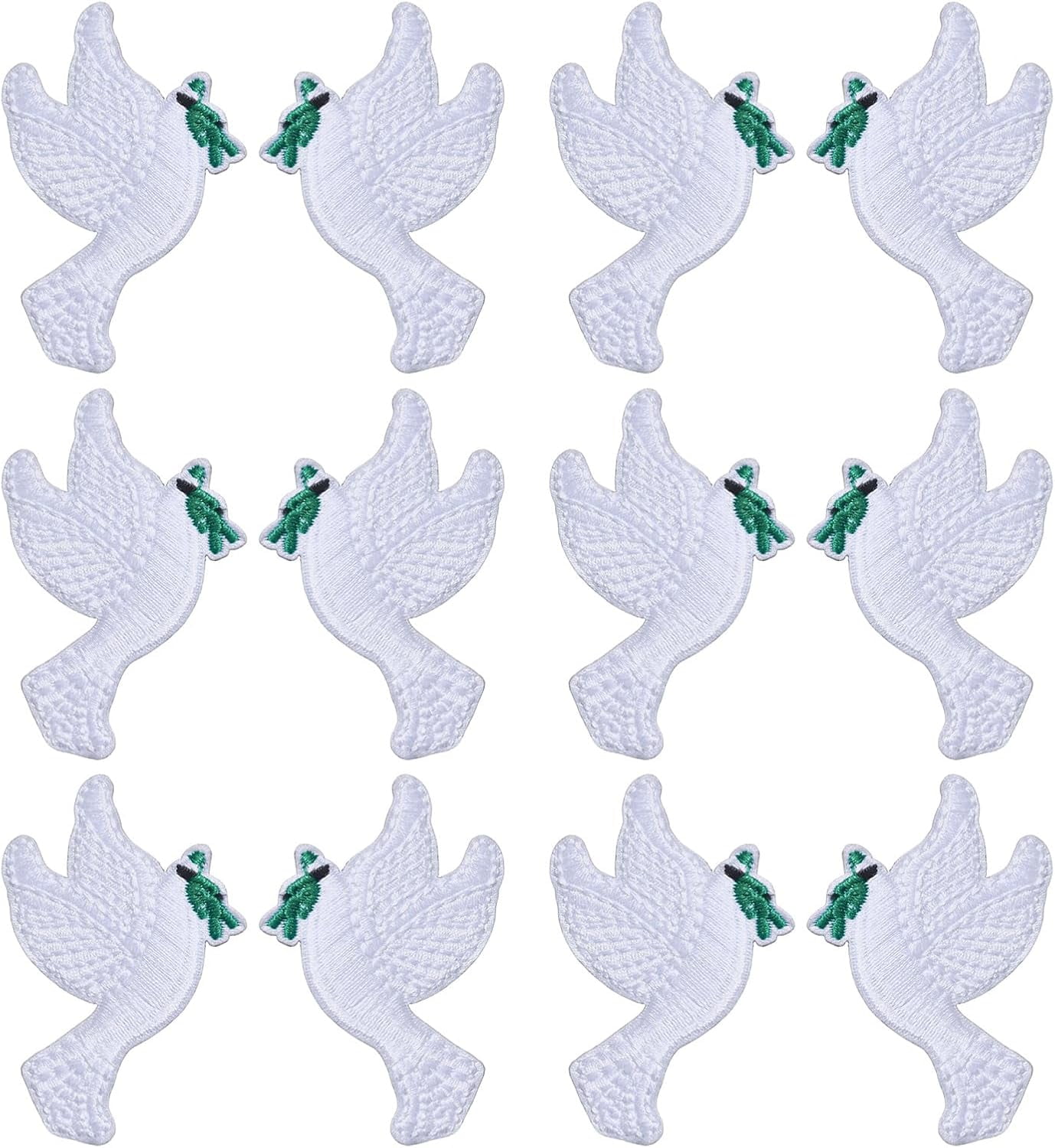 12 Pcs 2 Styles Peace Dove Patch Dove Self Adhesive Patches White Dove ...