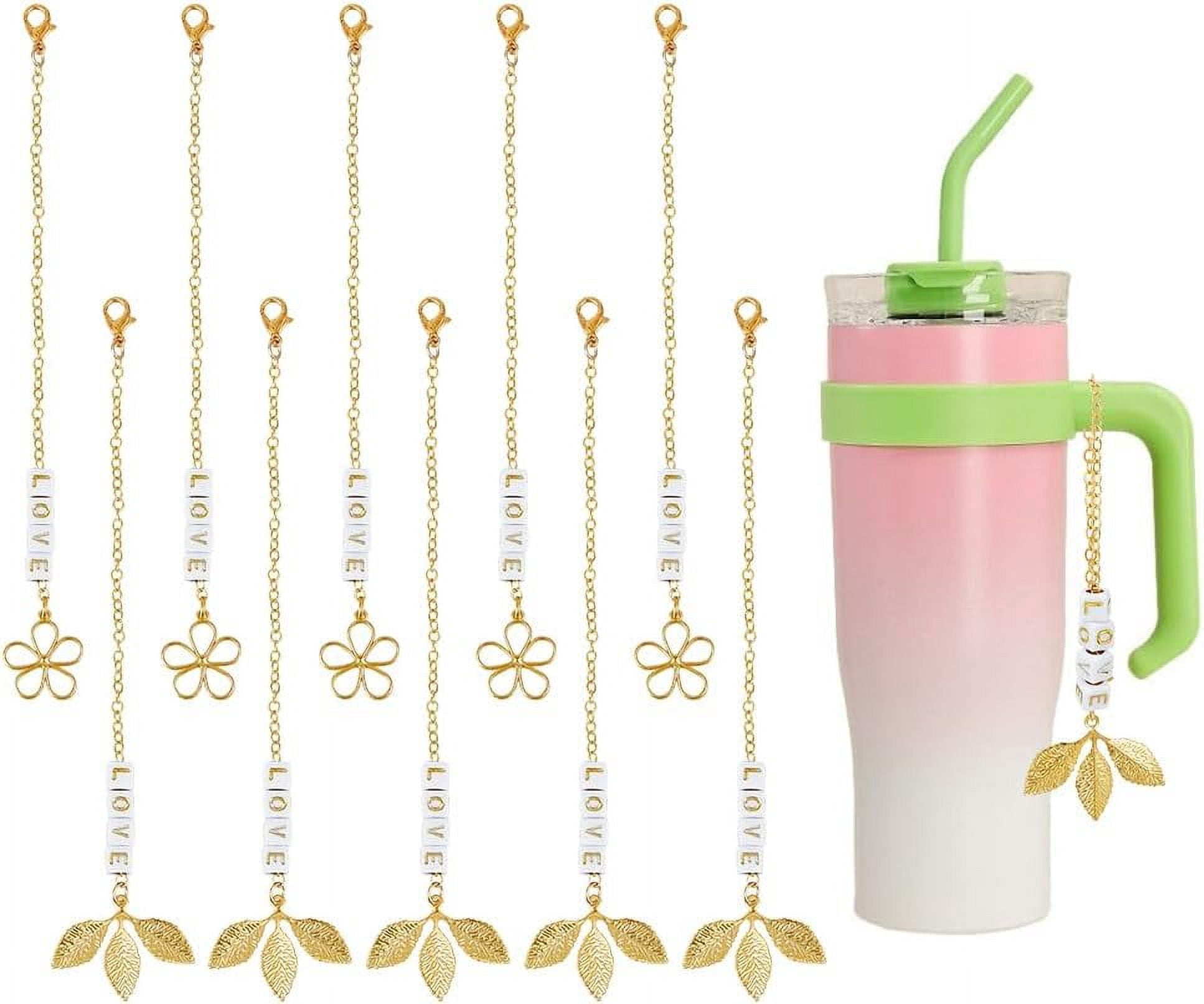 12 Pcs 2 Styles Water Bottle Charm Leaf and Flower Handle Charm for ...