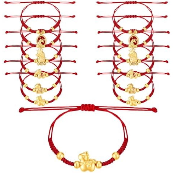 12 Pcs 2026 Chinese New Year of The Horse Bracelets Adjustable Red ...