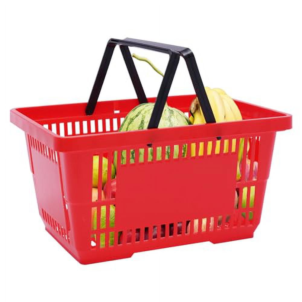 12 Pcs 20L Red Plastic Shopping Baskets with Handles, Portable, Modern ...