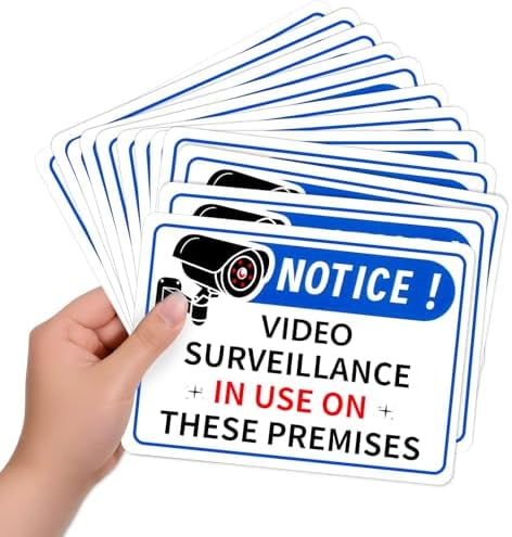 12 Pcs 24 Hour Surveillance , Video Surveillance Warning Sign, Security ...