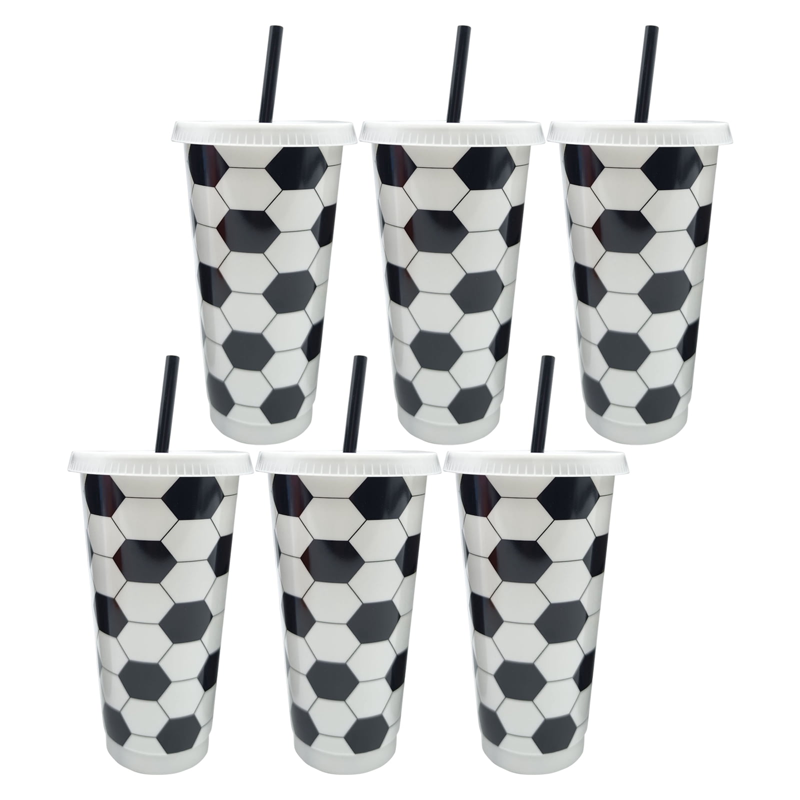 12 Pcs 24 oz Plastic Soccer Cups Bulk Reusable Tumbler with Lid and ...