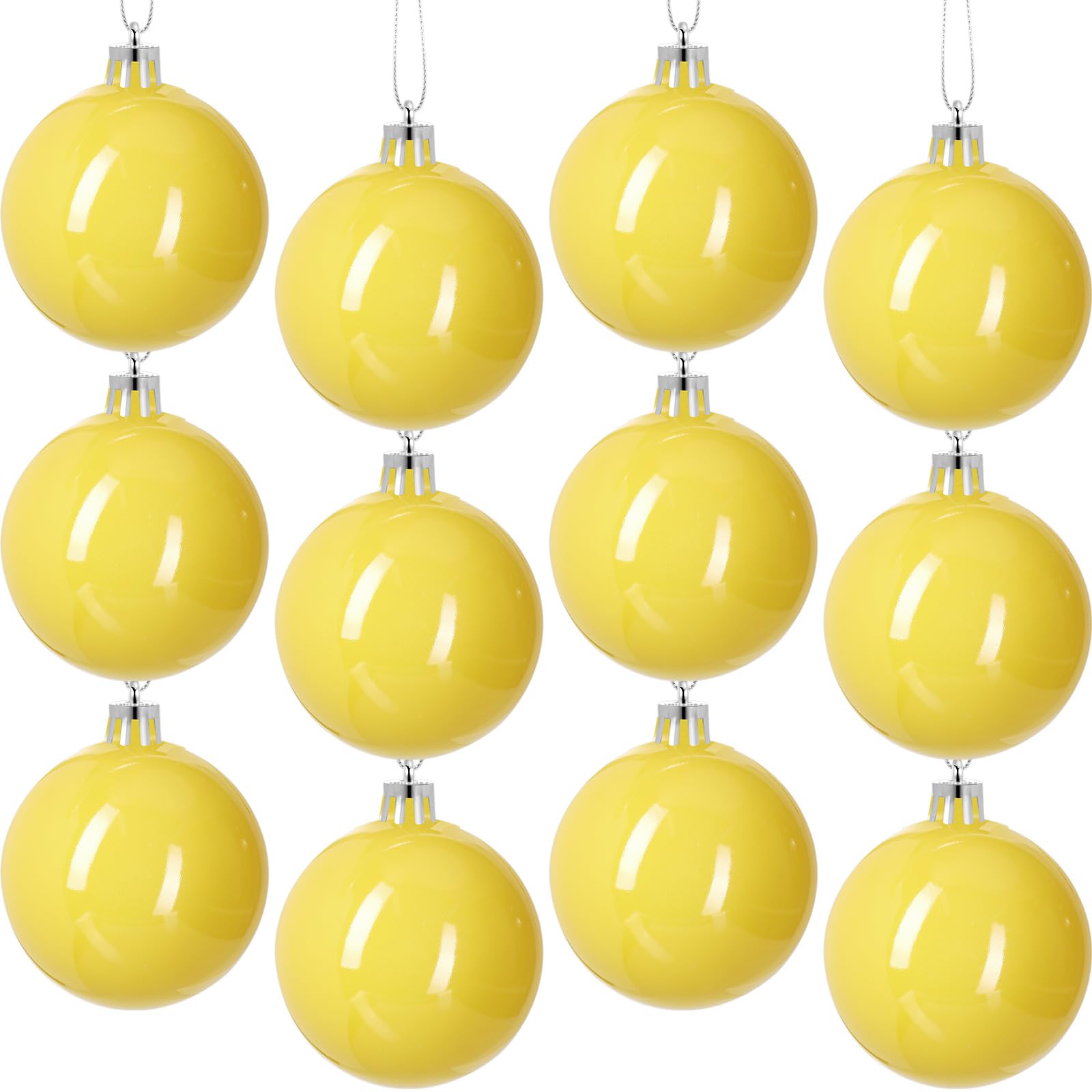 12 Pcs 3.16 inches Yellow Christmas ATT1Ball Christmas Tree Ornaments ...
