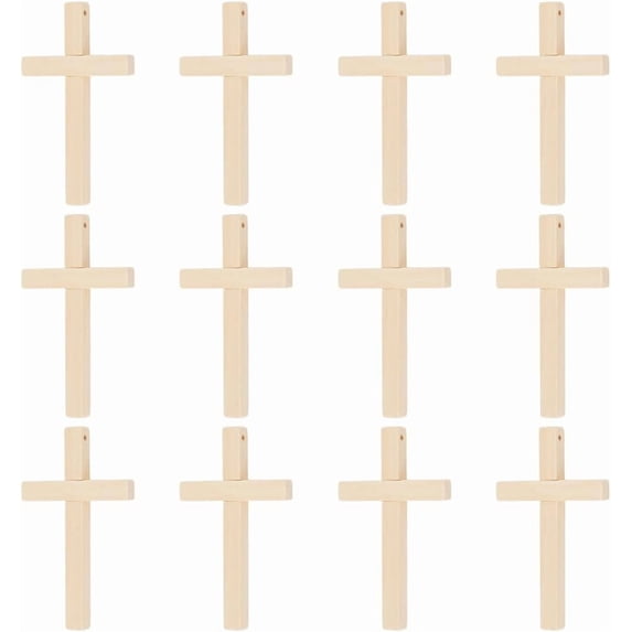 12 Pcs 3.9x2.4 Inch Wood Color Simple Wooden Wall Crosses for Religious ...