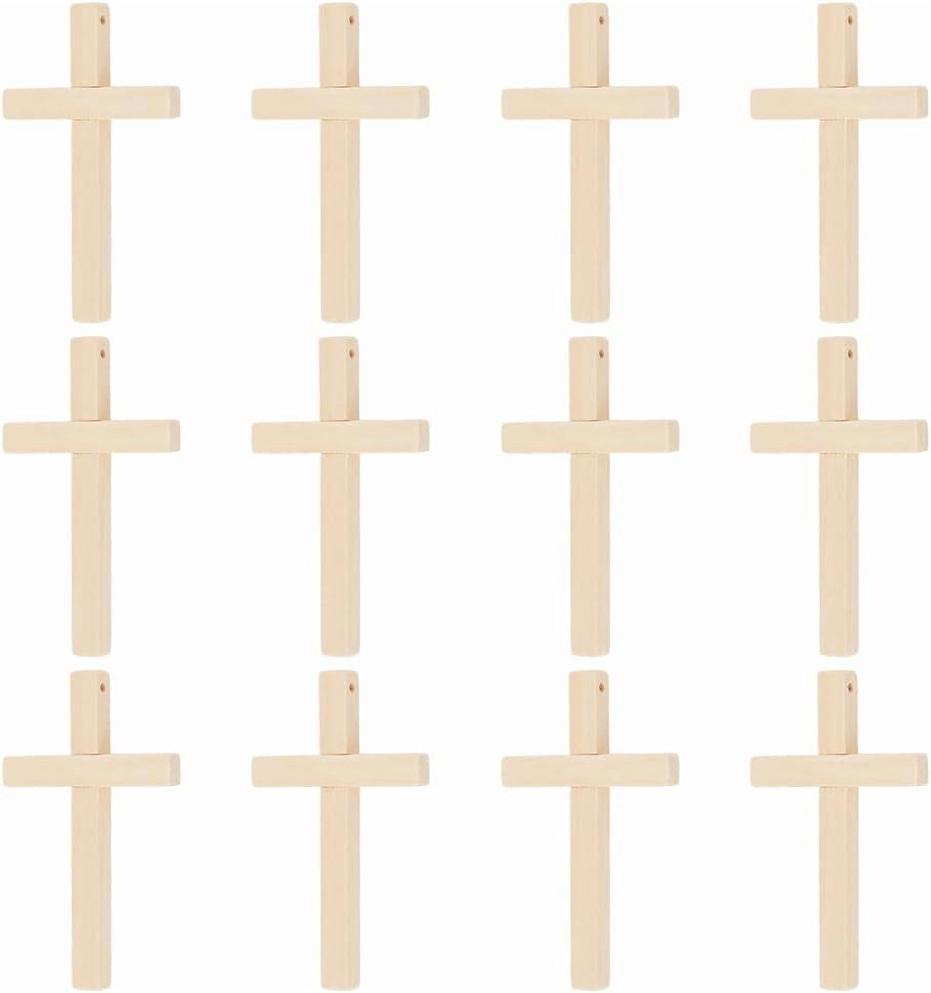 12 Pcs 3.9x2.4 Inch Wood Color Simple Wooden Wall Crosses for Religious ...