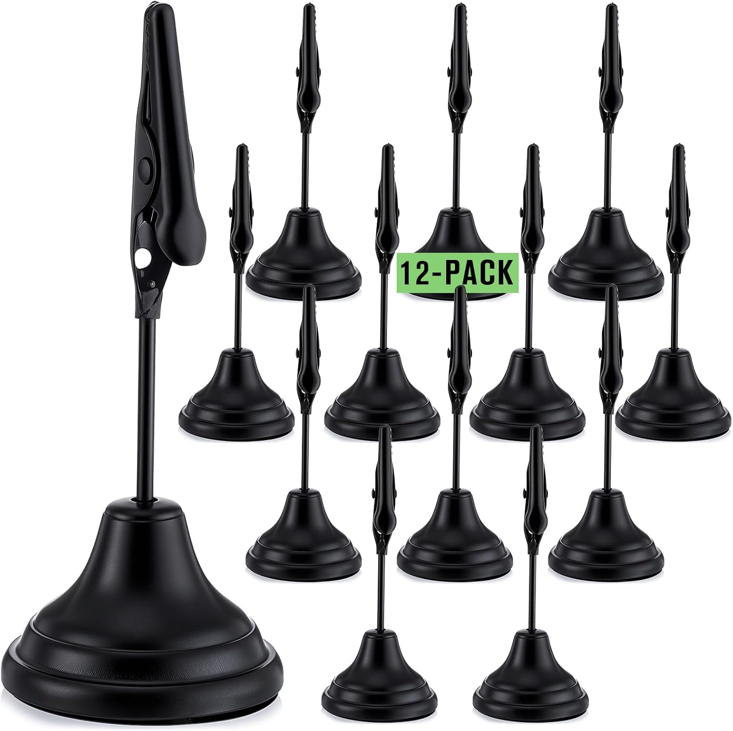 12 Pcs 3" Black Table Number Holders w/Alligator Clip, Metal Place Card ...