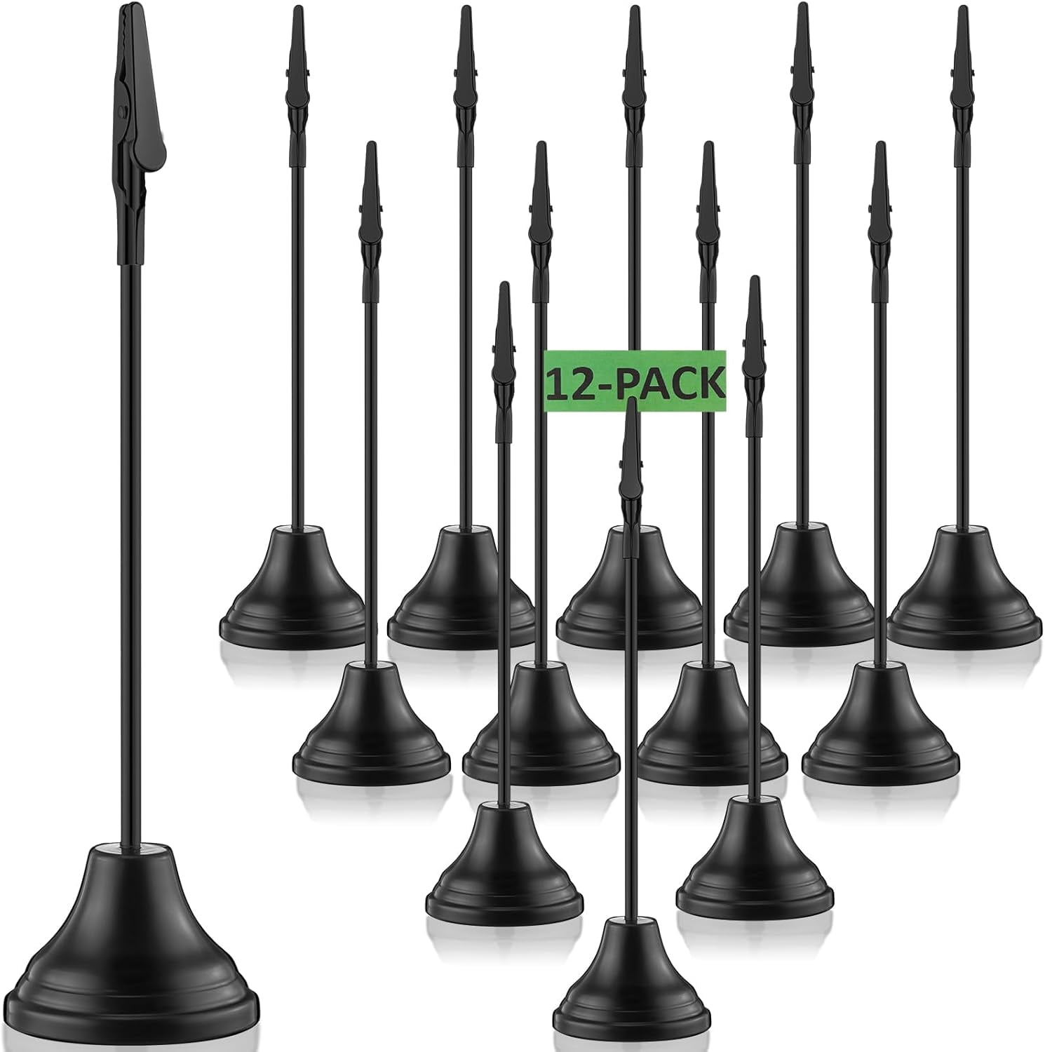 12 Pcs 3" Black Table Number Holders w/Alligator Clip, Metal Place Card ...