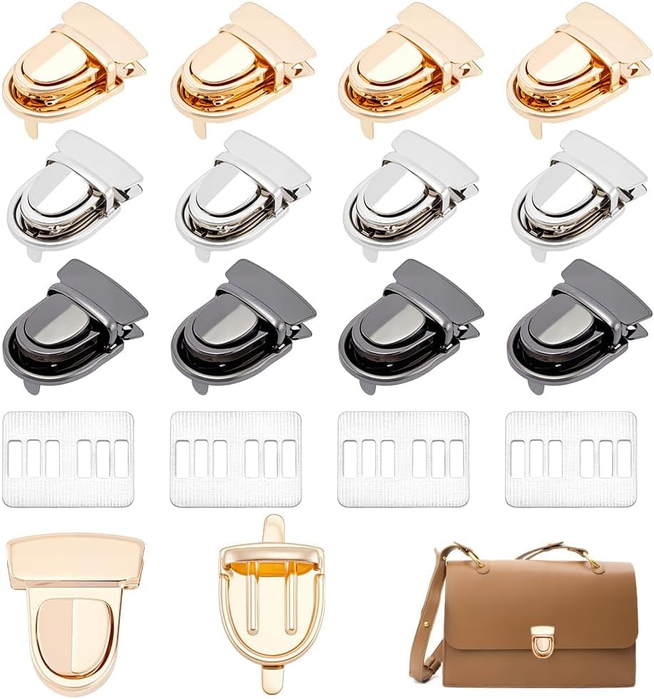 12 Pcs 3 Colors Iron Bag Tuck Lock Clasps Tuck Lock Clasp Catch Handbag ...