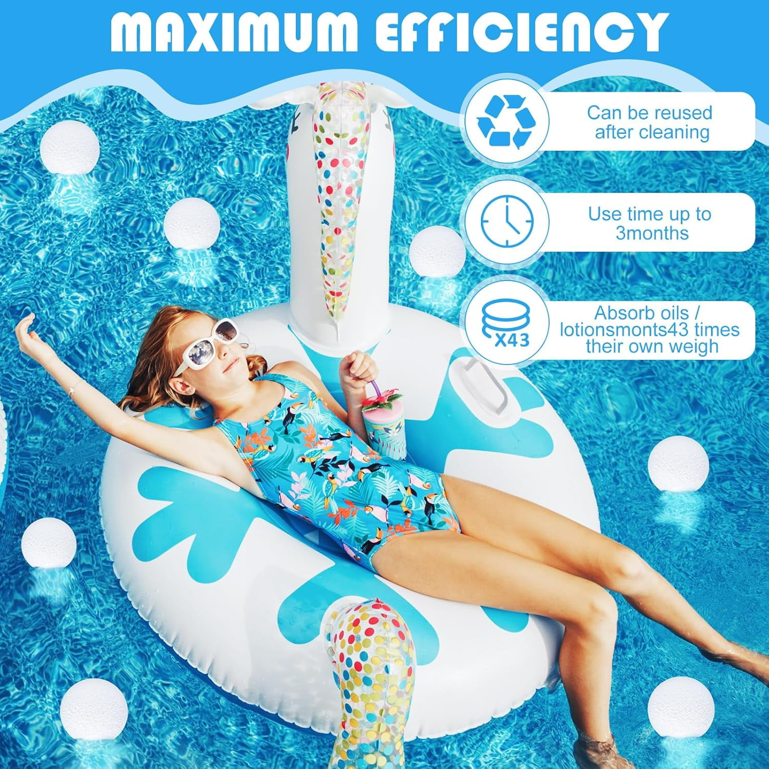 12 Pcs 3 Inch Hot Tub Scum Sponge Absorber Eliminating Ball for Pool ...