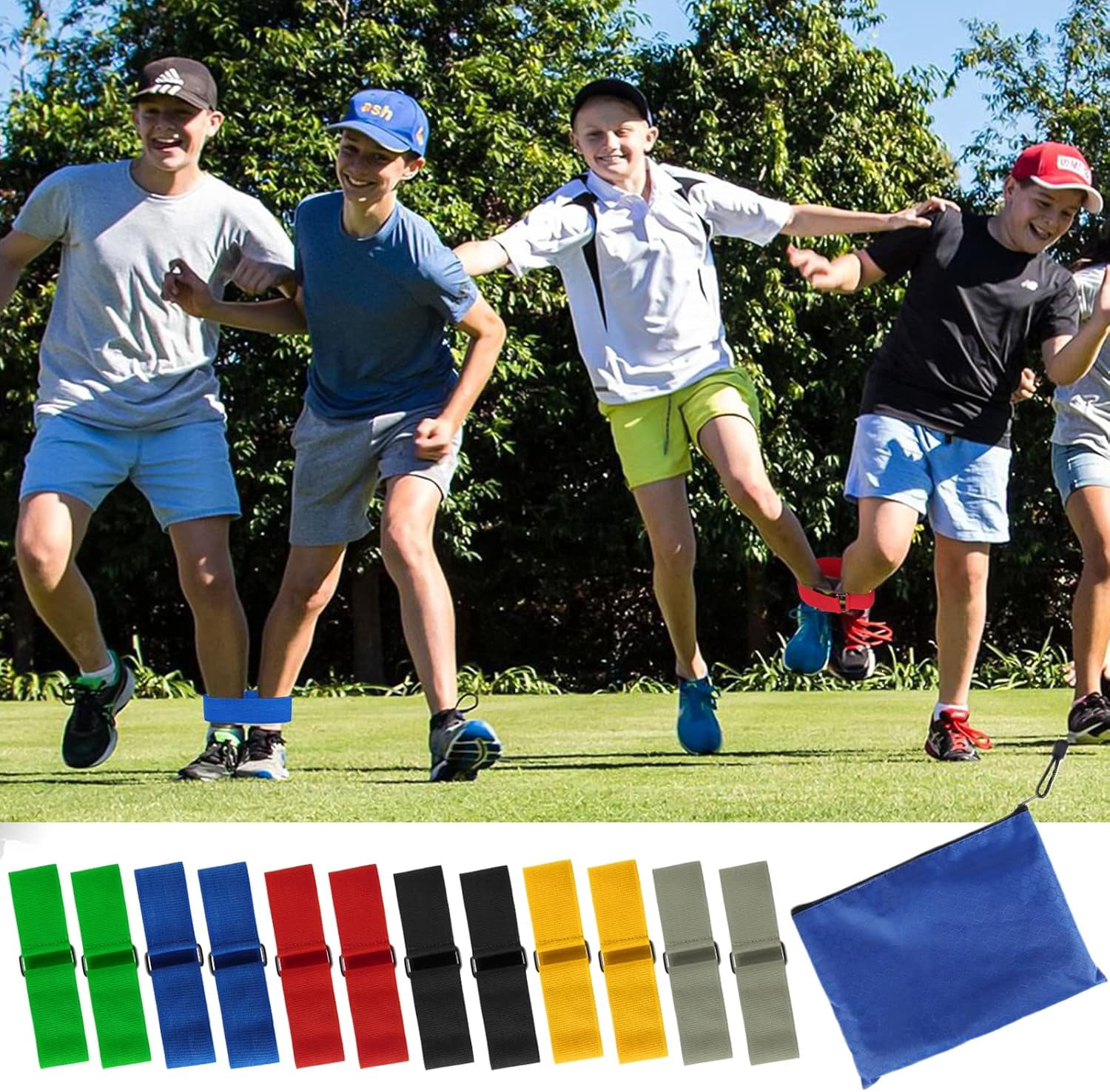 12 Pcs 3 Legged Race Bands Firm Elastic Tie Kids Outdoor Games Teamwork ...
