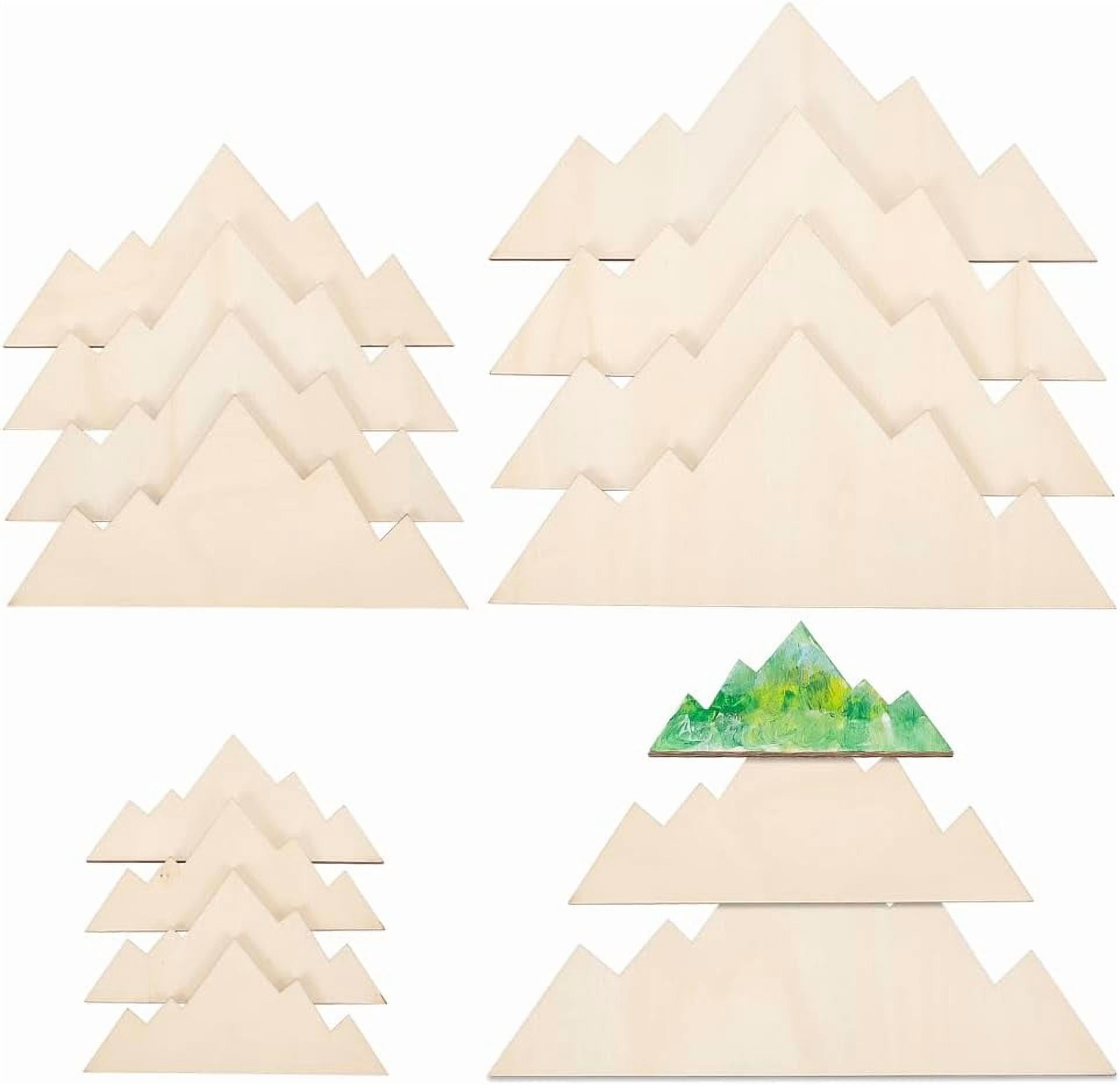 12 Pcs 3 Sizes Mountains Unfinished Wood Pieces 1.73-3.5x3.9-7.8x0.12 ...