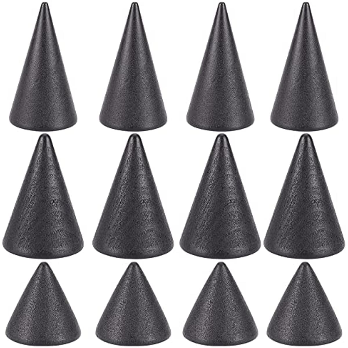 12 Pcs 3 Sizes Ring Cone Display Black Wooden Ring Displays Cone Shaped ...