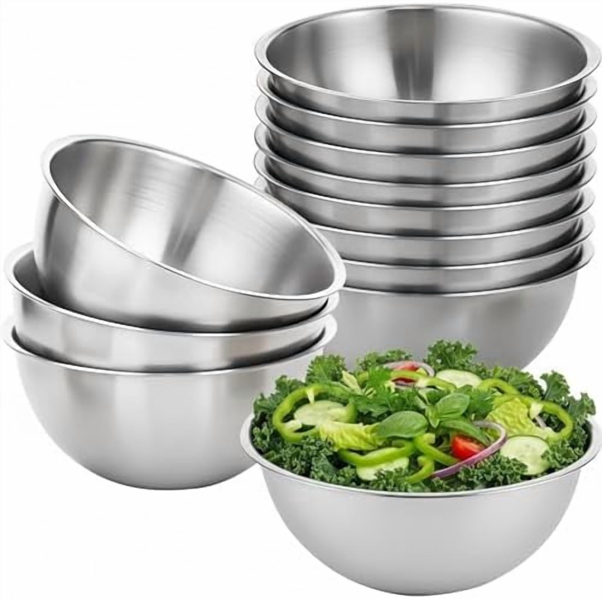 12 Pcs 304 Stainless Steel Mixing Bowls with Graduations, Metal Serving ...