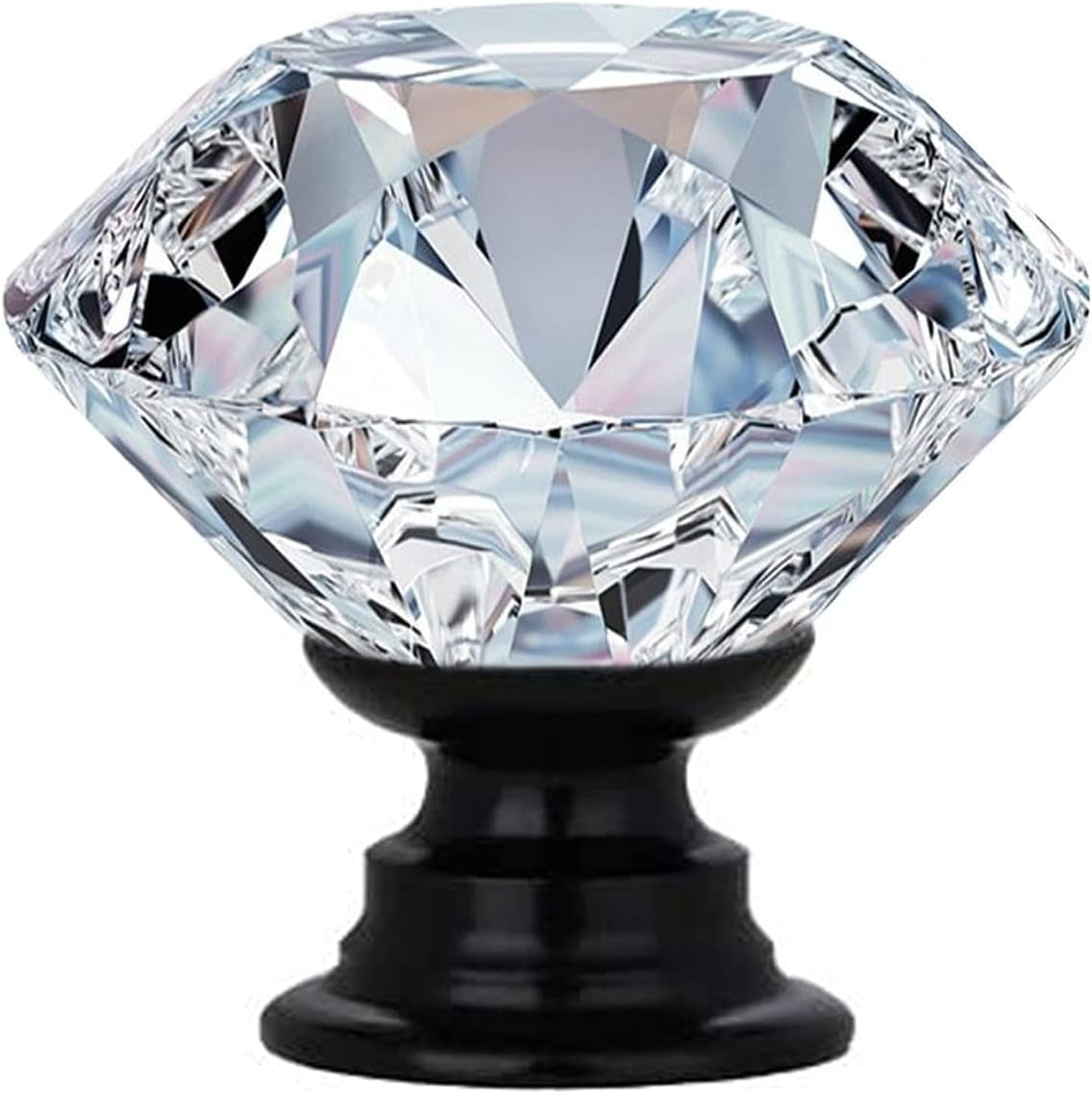 12 Pcs 30MM Clear Glass Dresser Knobs Silver Diamond Drawer Knobs Pulls ...