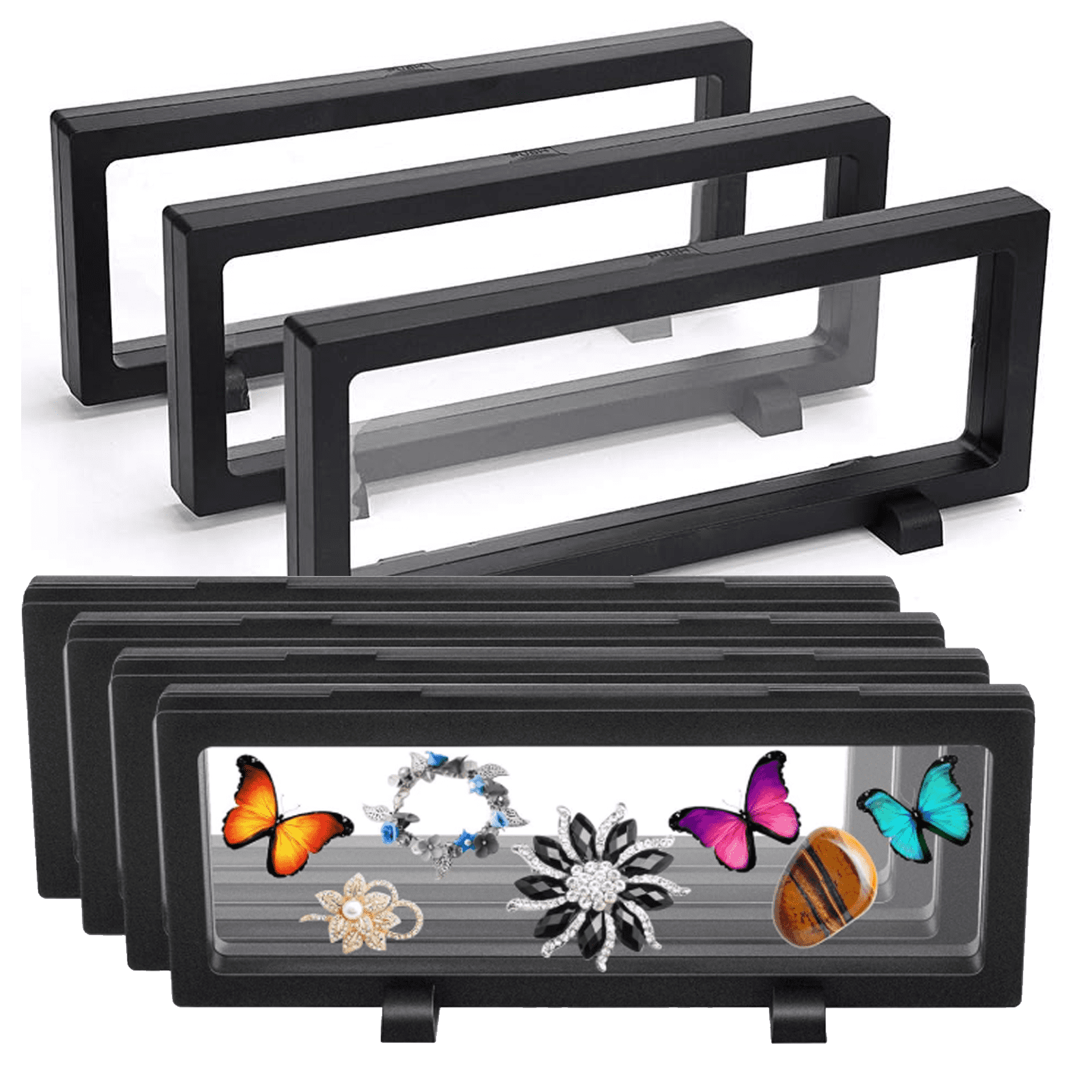 12 Pcs 3D Floating Display Case Floating Frame Display Holder Stands ...