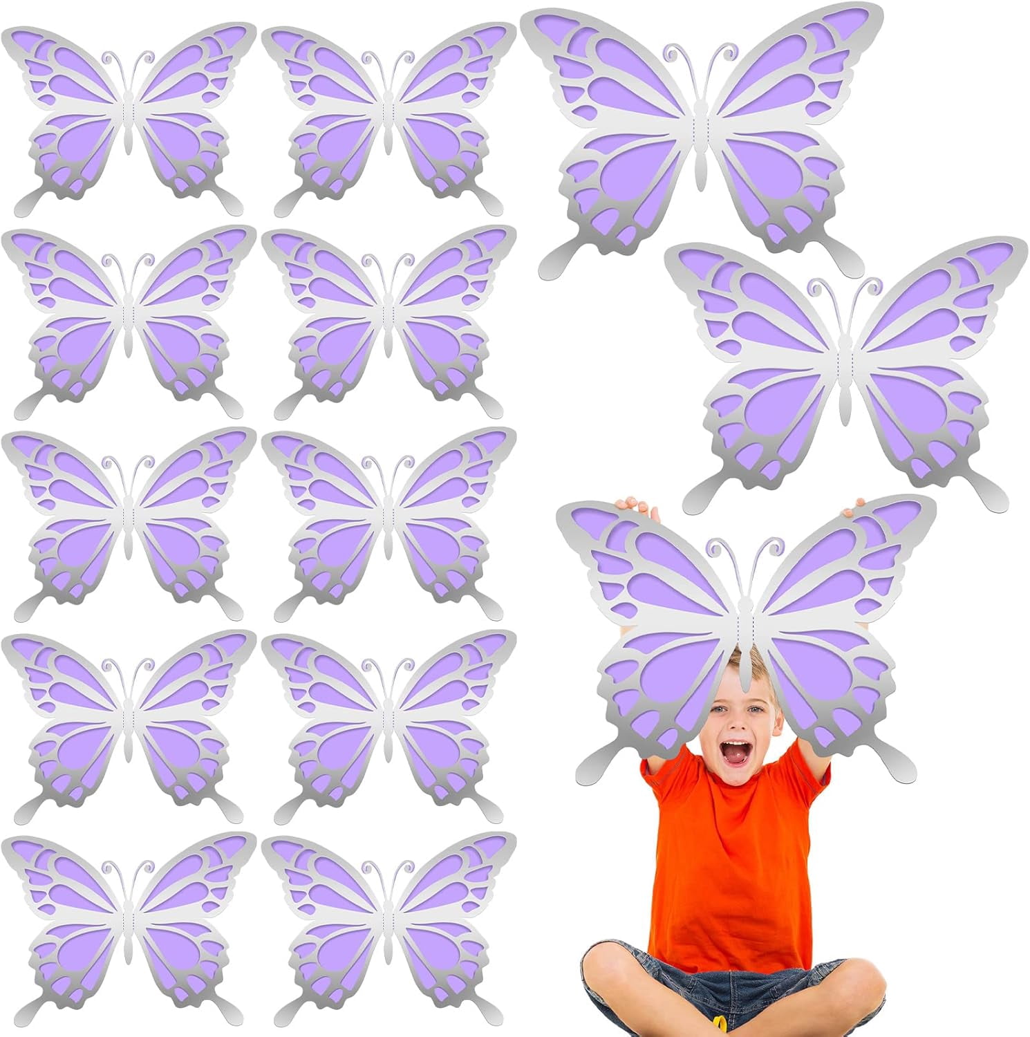 12 Pcs 3D Large Butterfly Party Decoration Paper Butterfly Stickers in ...