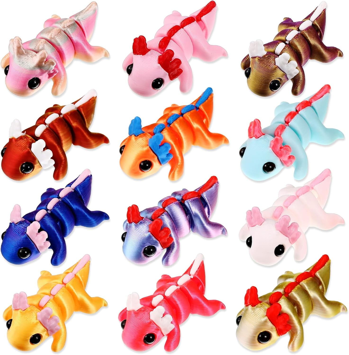 12 Pcs 3D Printed Animal Fidget 3D Mini Animal Flexible Cute ...