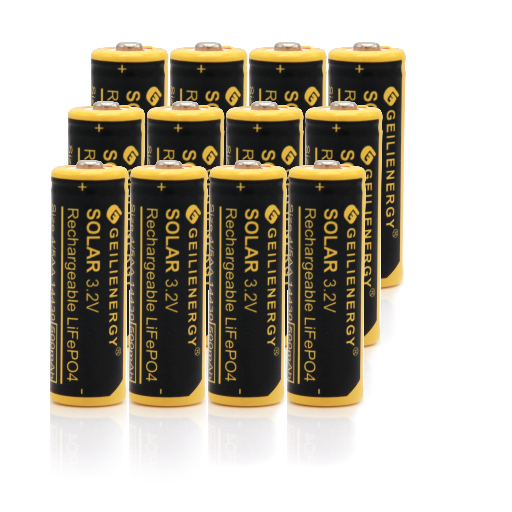 (12 Pcs) 4/5 AA 14430 3.2v 500mAh LiFePO4 Lithium Rechargeable Solar ...