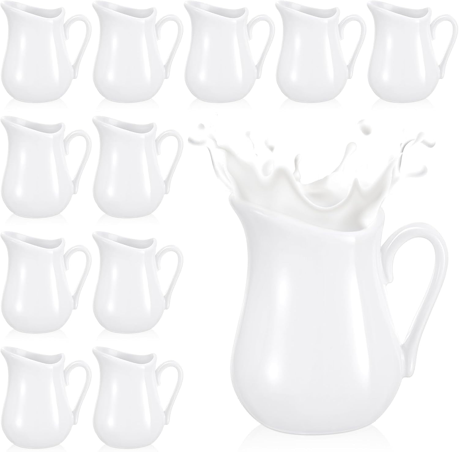 12 Pcs 4.5 Oz Small Creamer Milk Pitcher, Classic White Porcelain ...