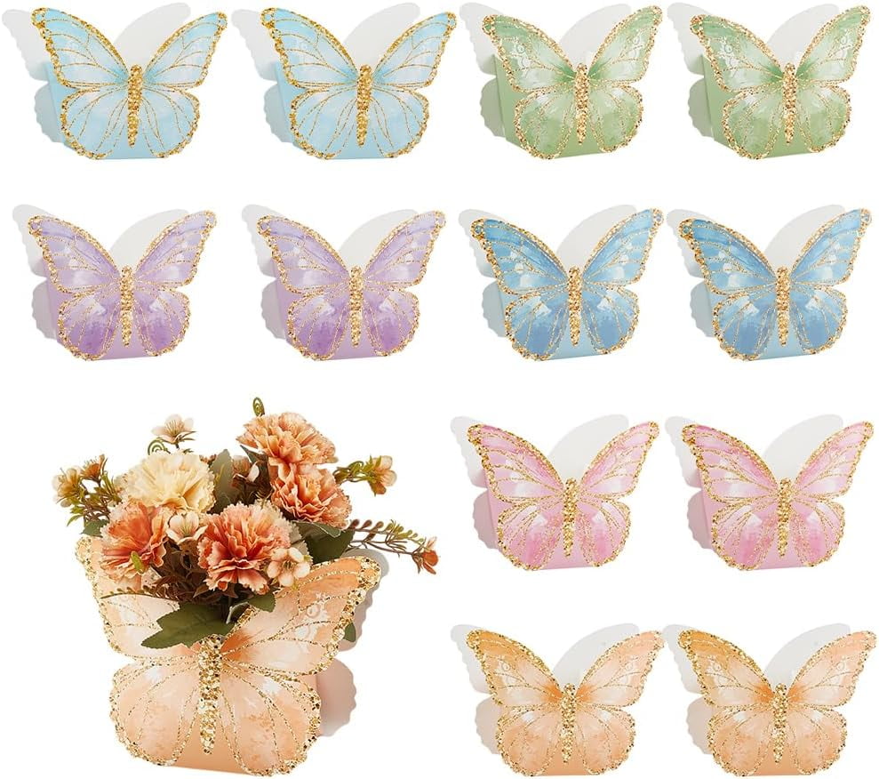 12 Pcs 4 Colors Butterfly Centerpieces Butterfly Paper Gift Boxes ...