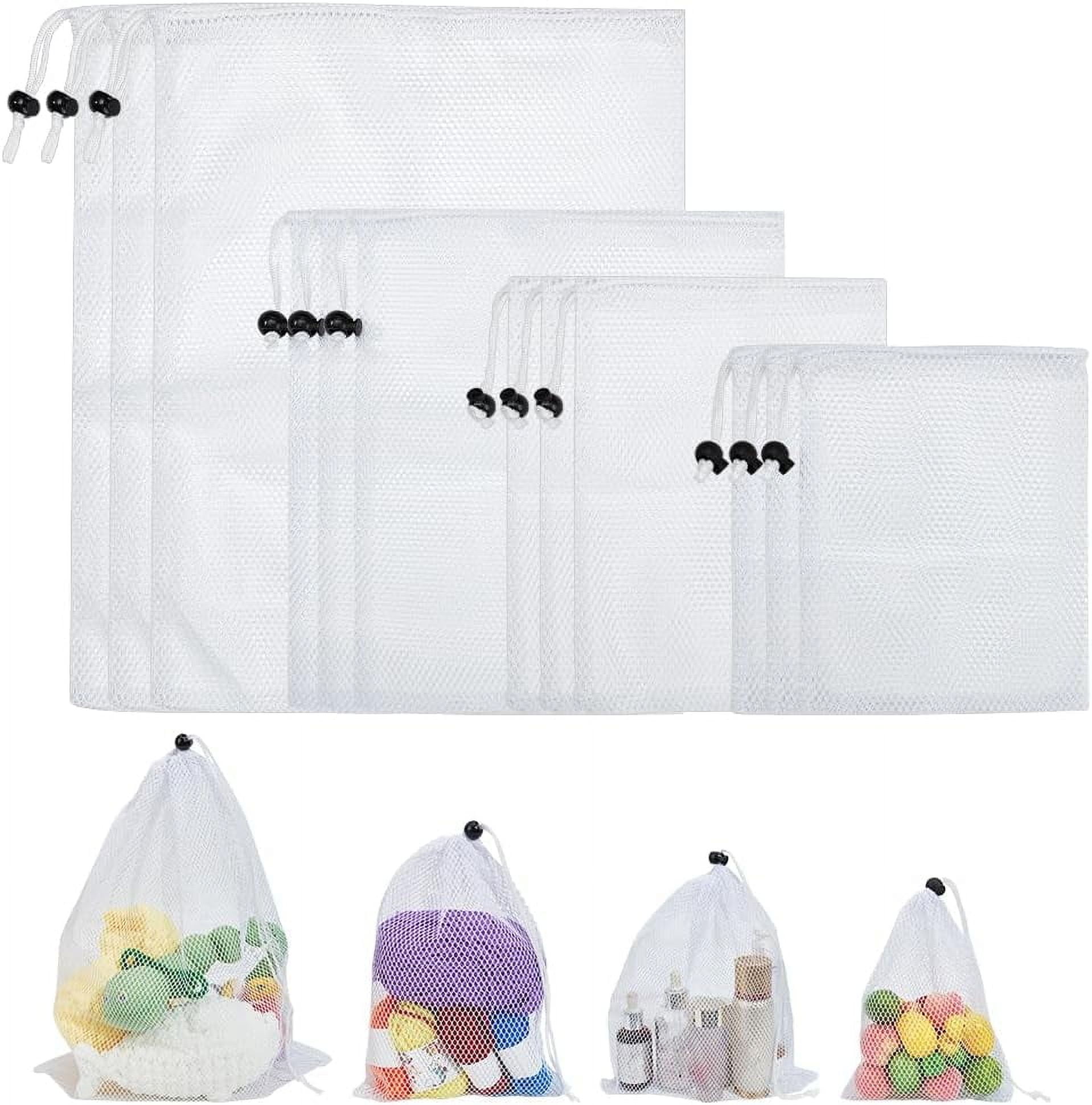 12 Pcs 4 Sizes Mesh Drawstring Bags Mesh Storage Bags with Cord Lock ...